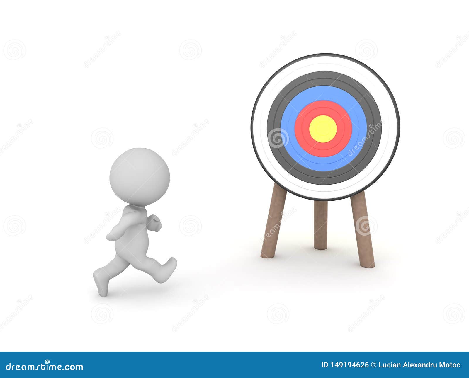 3D Character Running Towards Target Stock Illustration - Illustration ...