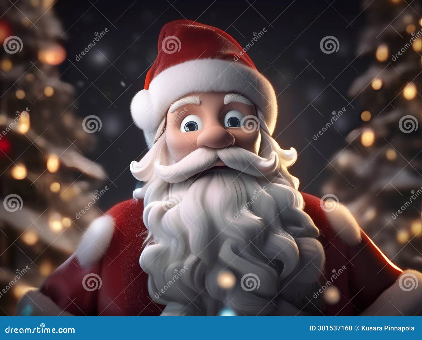 3D Character of a Scared Santa Claus. Generative AI Stock Illustration ...