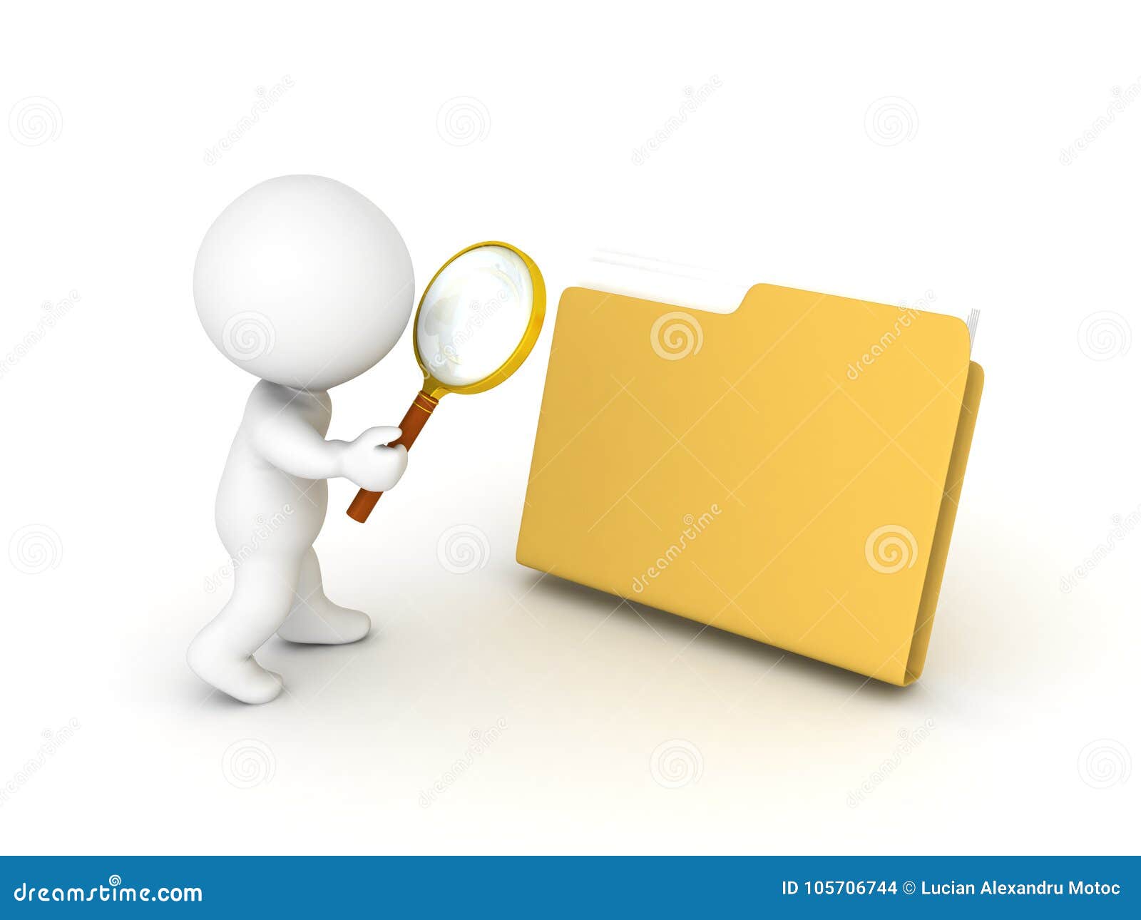 3D Character Searching Folder Stock Illustration - Illustration of ...
