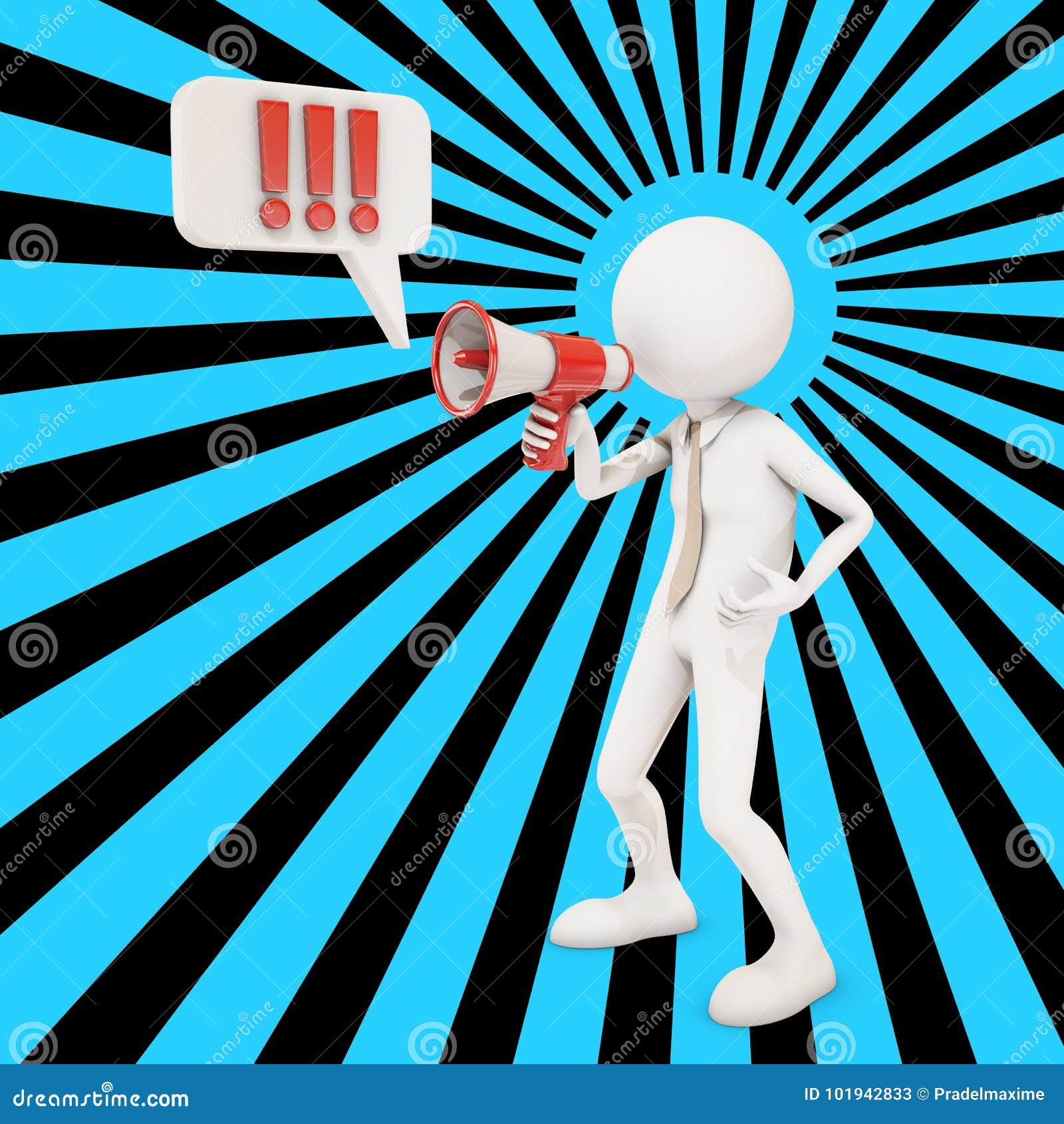 3d Character Shouting in Megaphone Stock Illustration - Illustration of ...