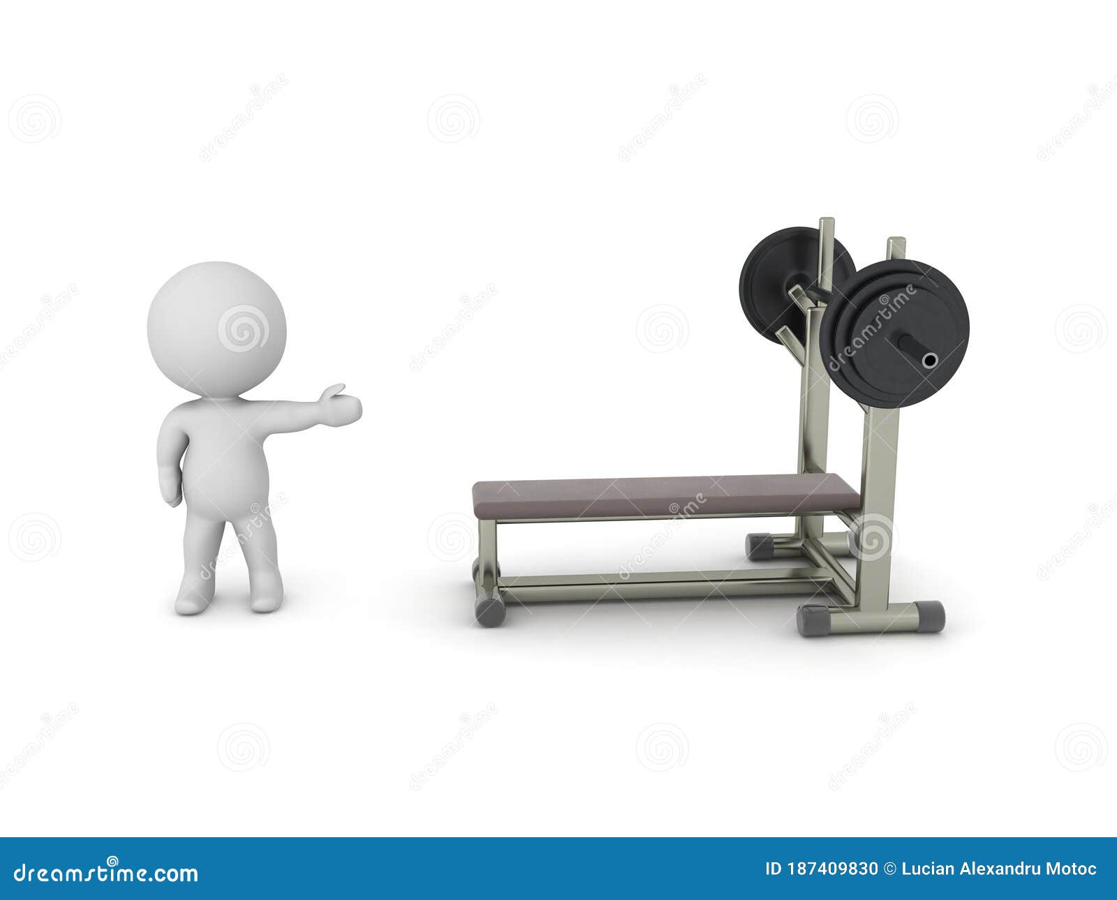 3D Character Showing Bench Press Stock Illustration - Illustration of ...