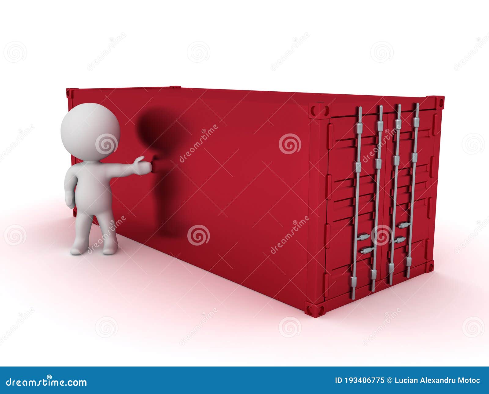 3D Character Showing Cargo Container Stock Illustration - Illustration ...