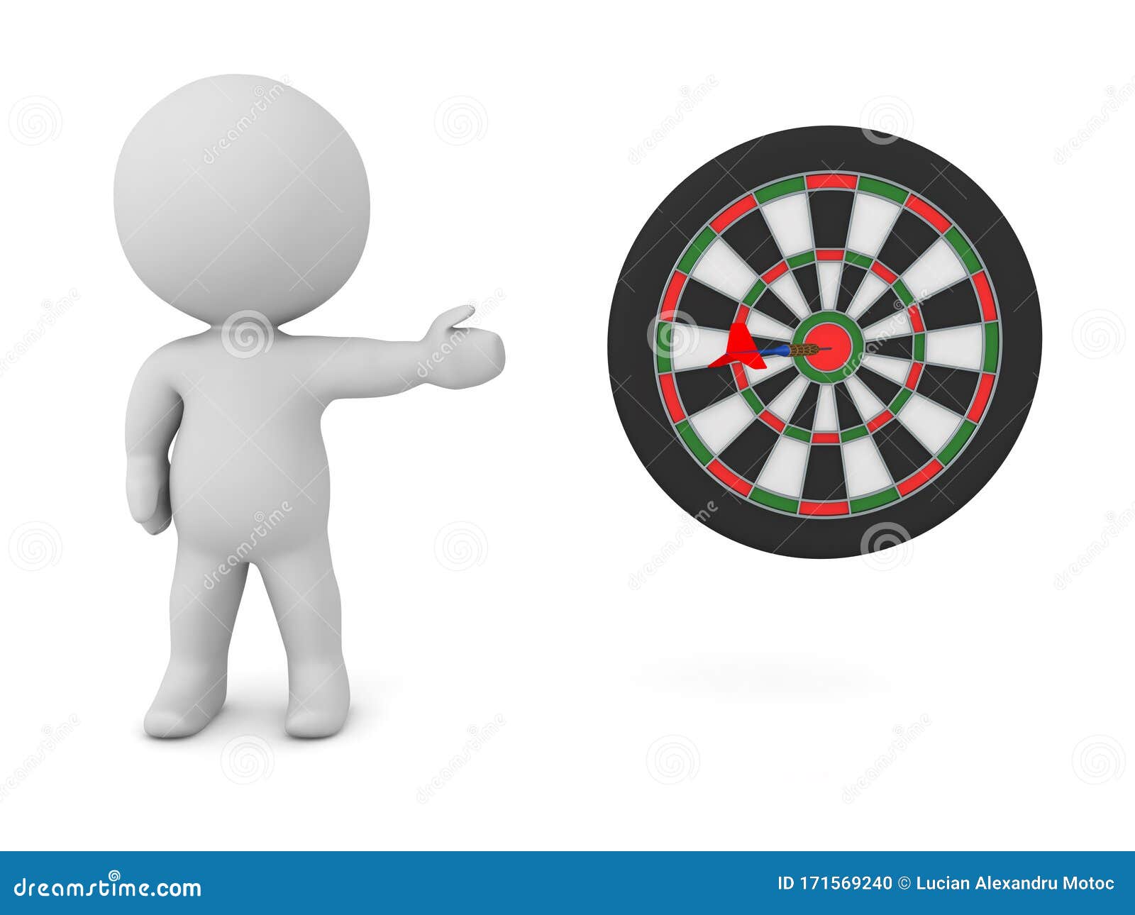 3D Character Showing Darts Target with Dart Stock Illustration ...