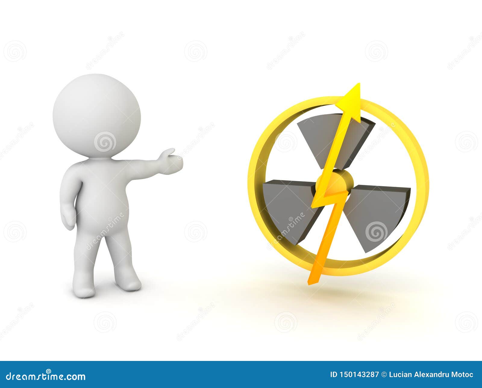3D Character Showing Nuclear Power Logo Stock Illustration ...