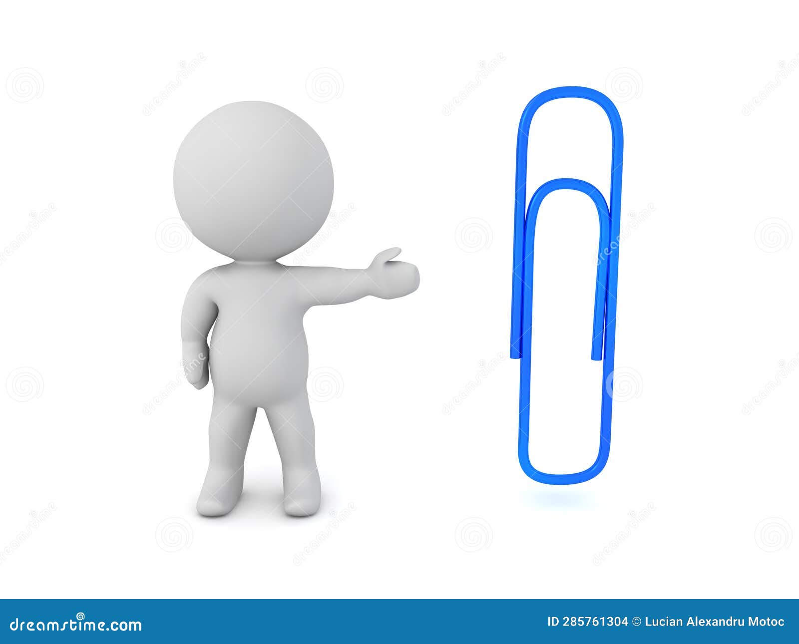 3D Character Showing Paper Clip Stock Illustration - Illustration of ...