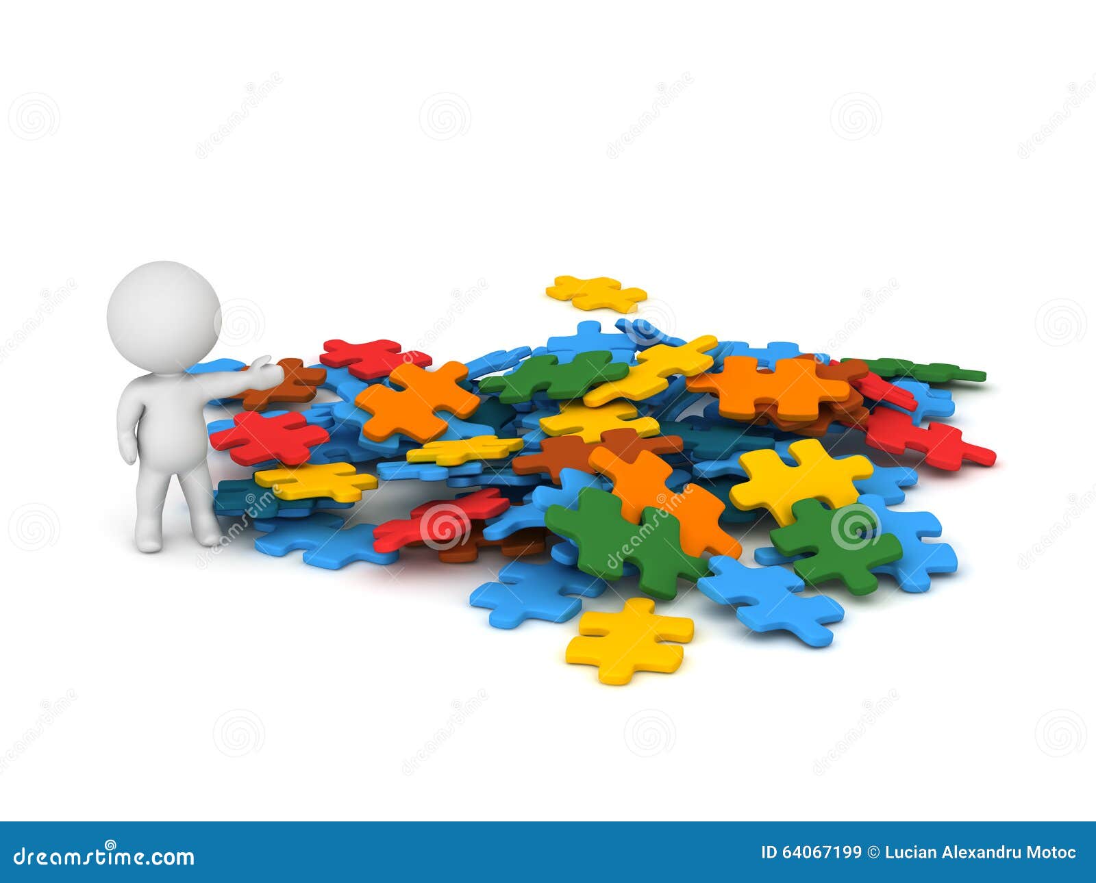 3D Character Showing Pile of Puzzle Pieces Stock Illustration ... 3D Character Showing Pile of Puzzle Pieces Stock Illustration ...