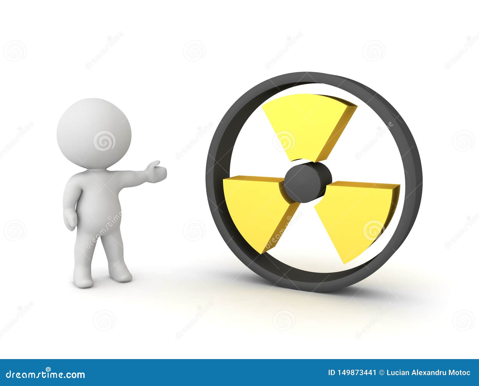 3D Character Showing Radioactive Danger Symbol Stock Illustration ...