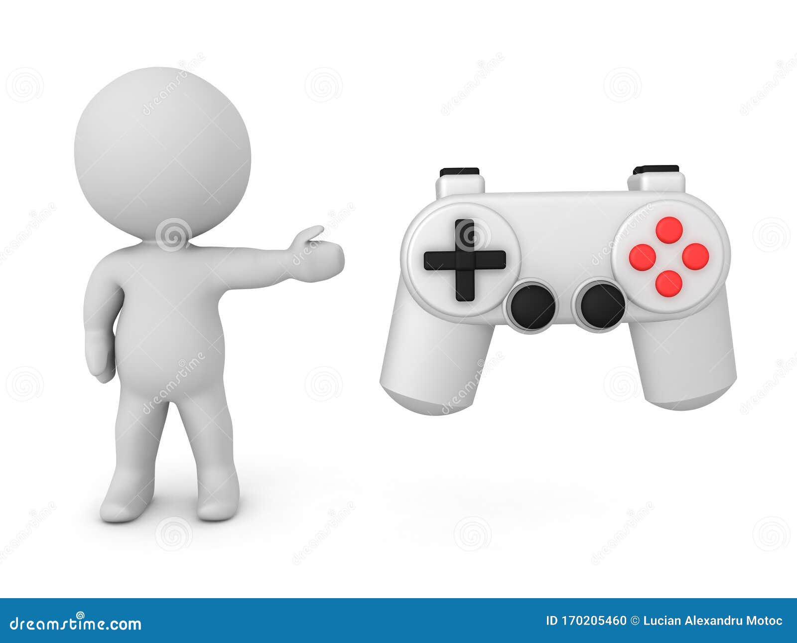3D Character Showing Retro Controller Stock Illustration - Illustration ...