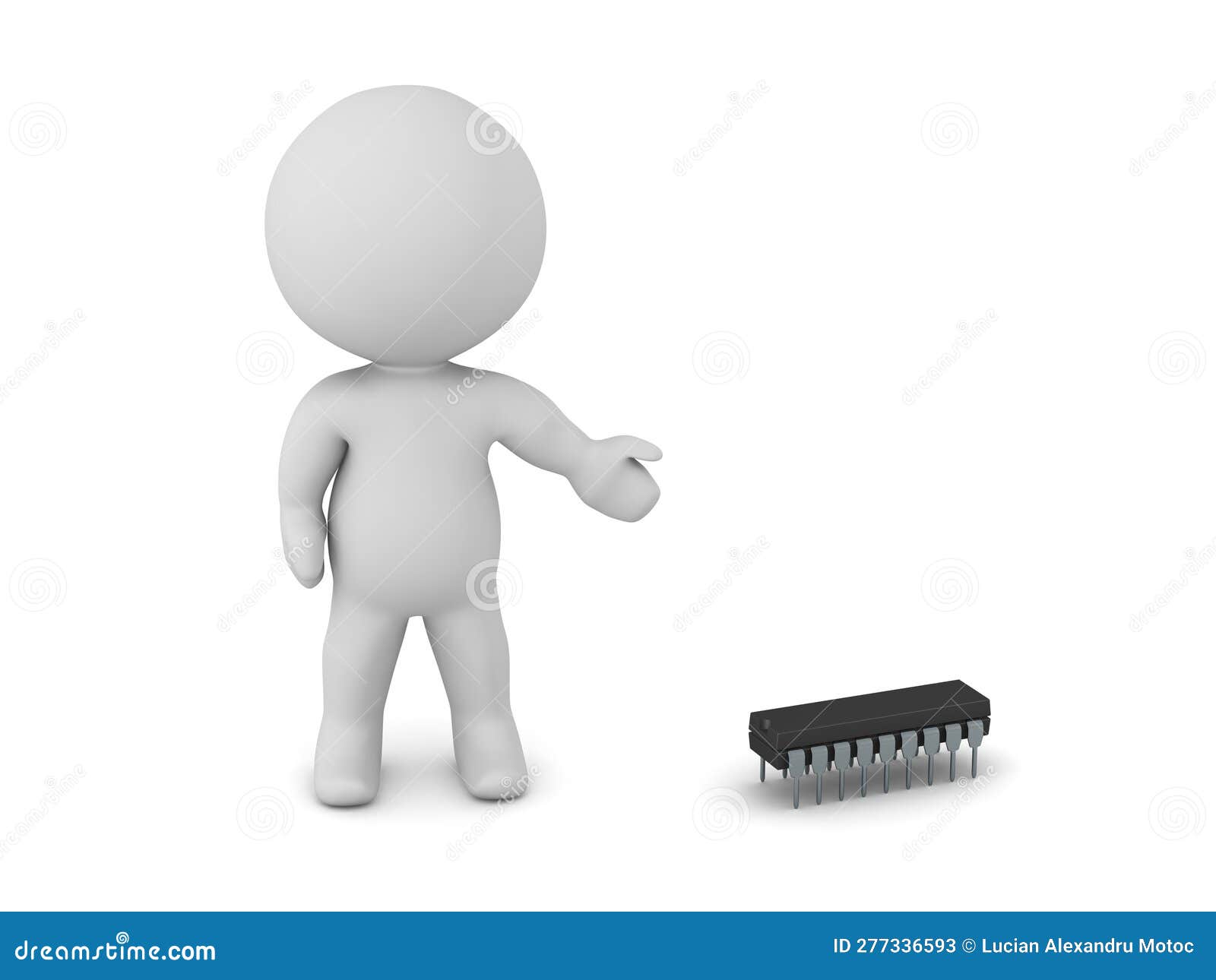 Small Microchip With Head Figure And Blue Various Icons On Dark ...