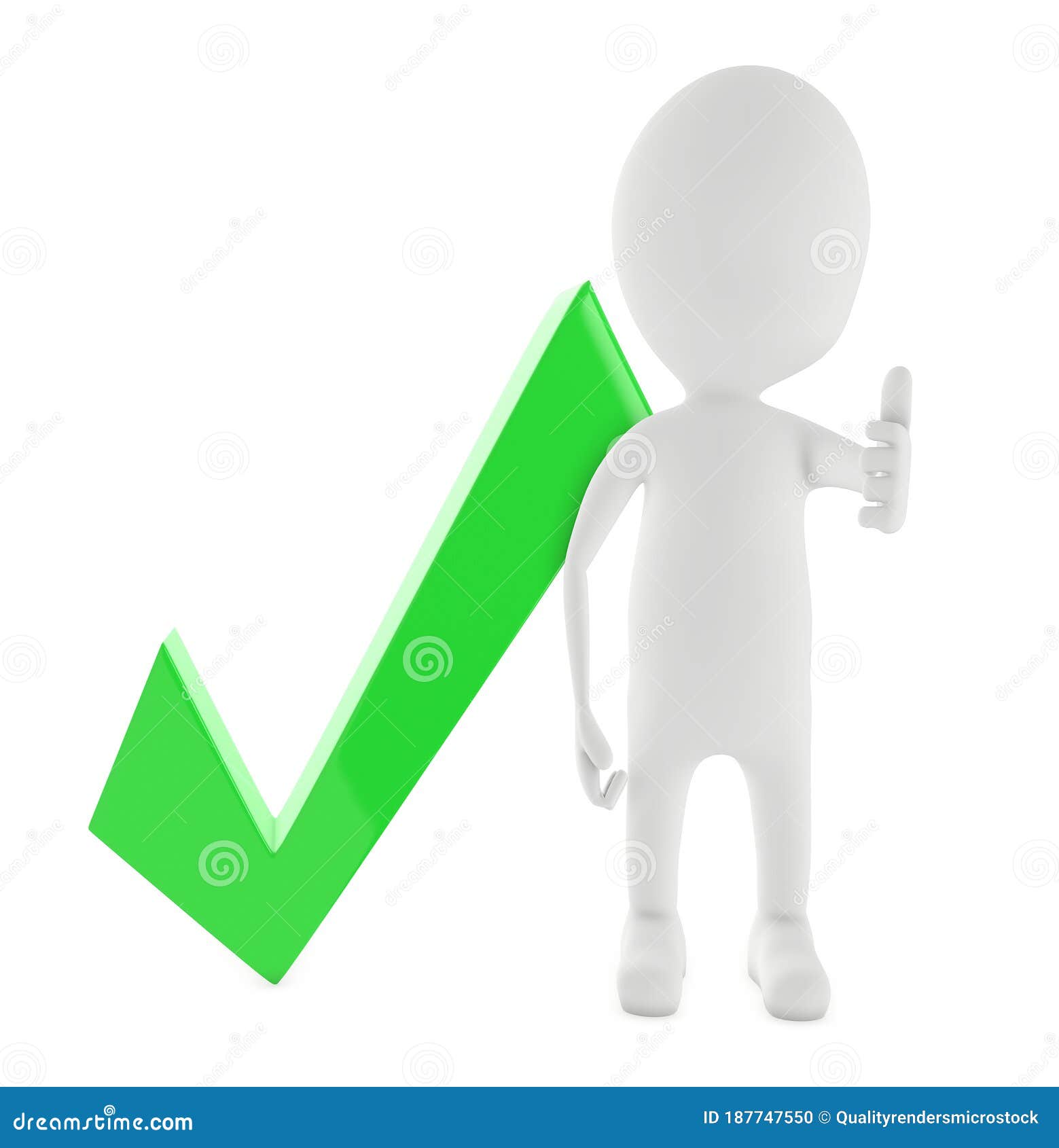 3d Man Showing Thumbs Up With Green Check Mark Royalty-Free Stock ...