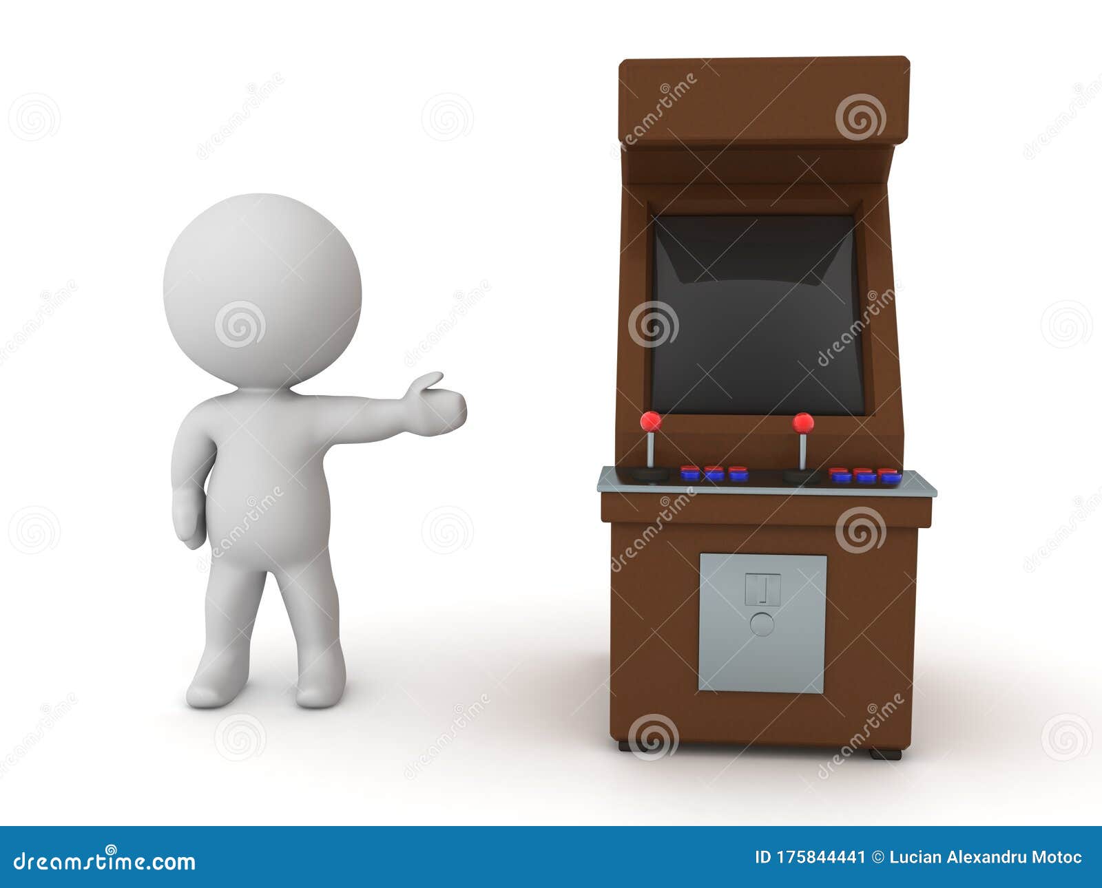 3D Character Showing Video Game Arcade Stock Illustration ...