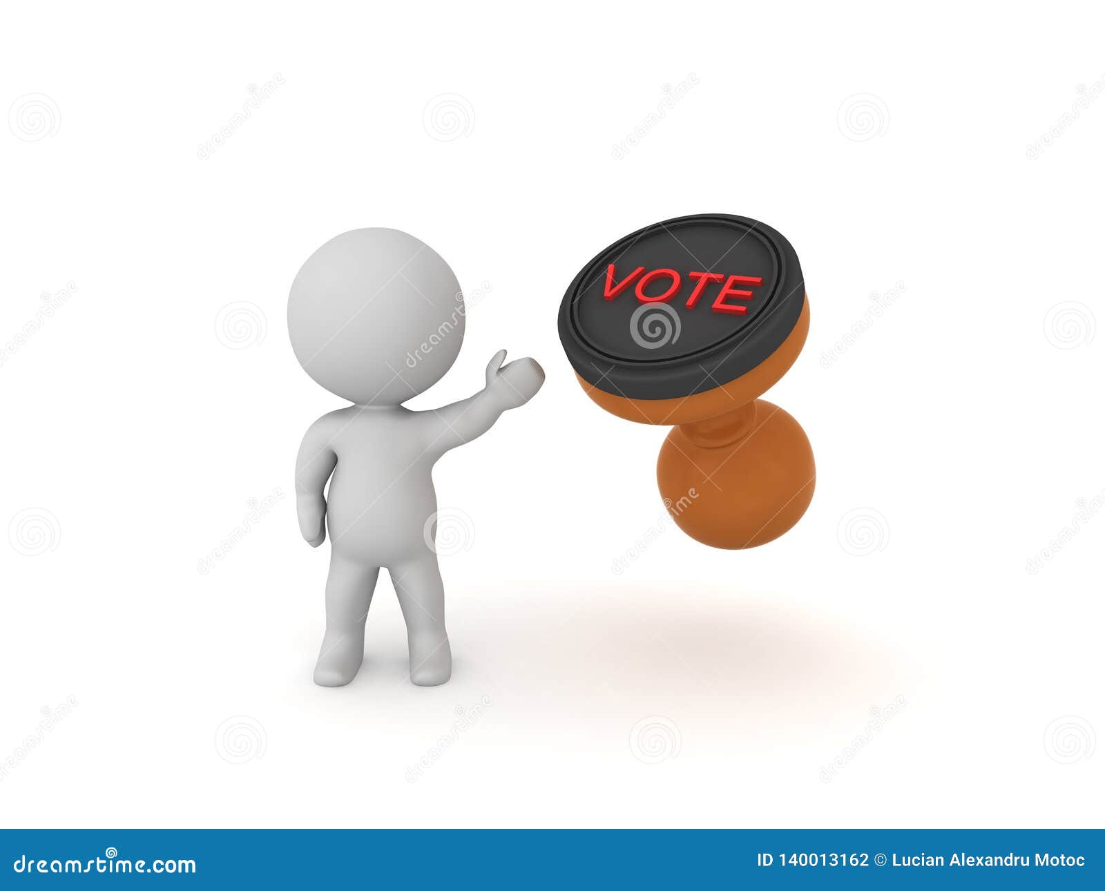 3D Character Showing a Voting Stamp Stock Illustration - Illustration ...