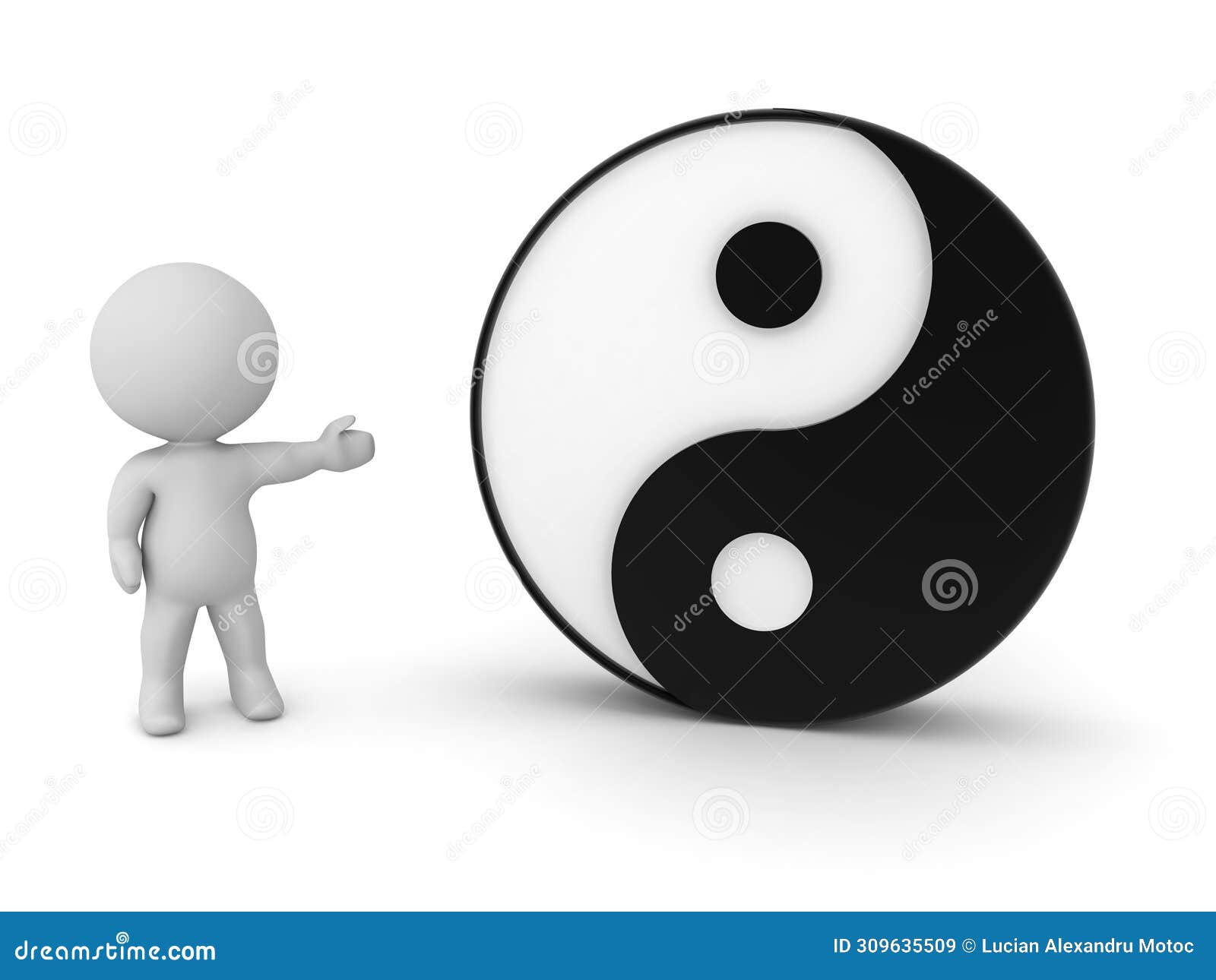 3D Character Showing Yin Yang Symbol Stock Illustration - Illustration ...