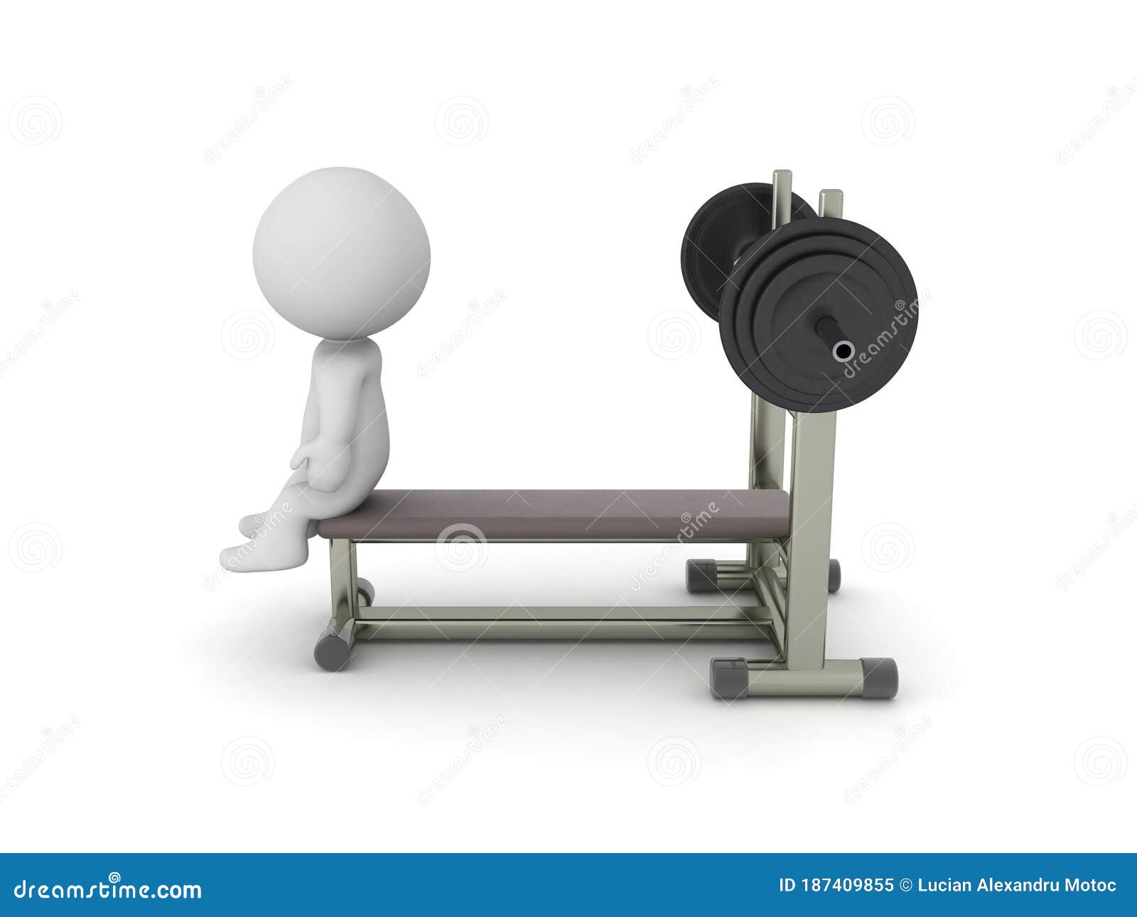 3D Character Sitting on a Bench Press Stock Illustration - Illustration ...
