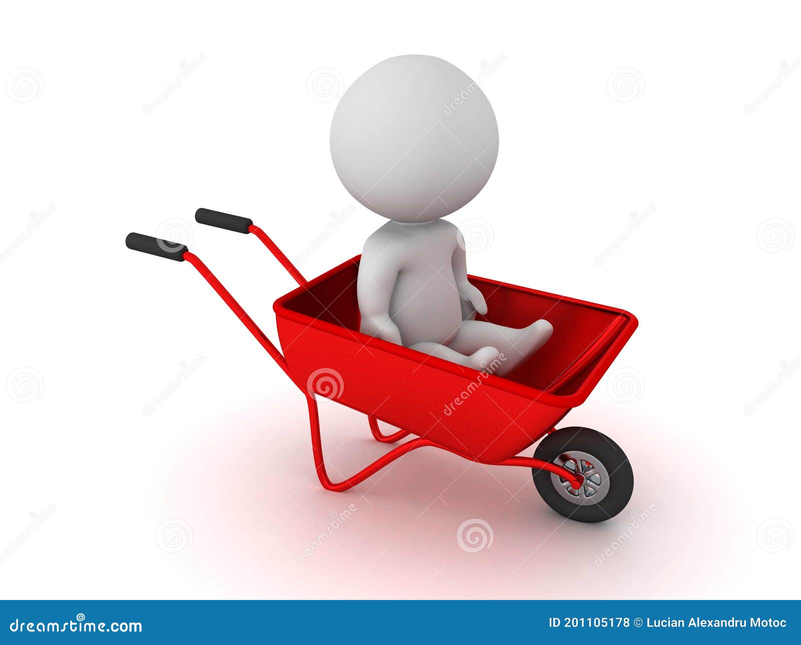3D Character Sitting in Wheelbarrow Stock Illustration - Illustration ...