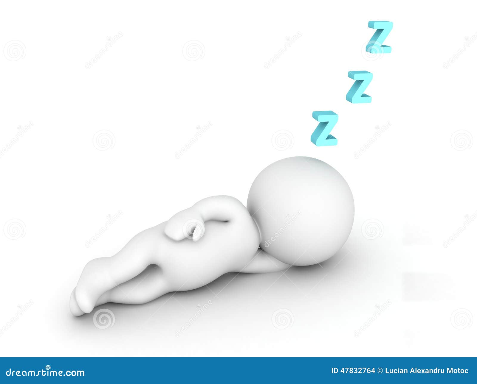 3D Character Sleeping and Z Letters Stock Illustration - Illustration ...