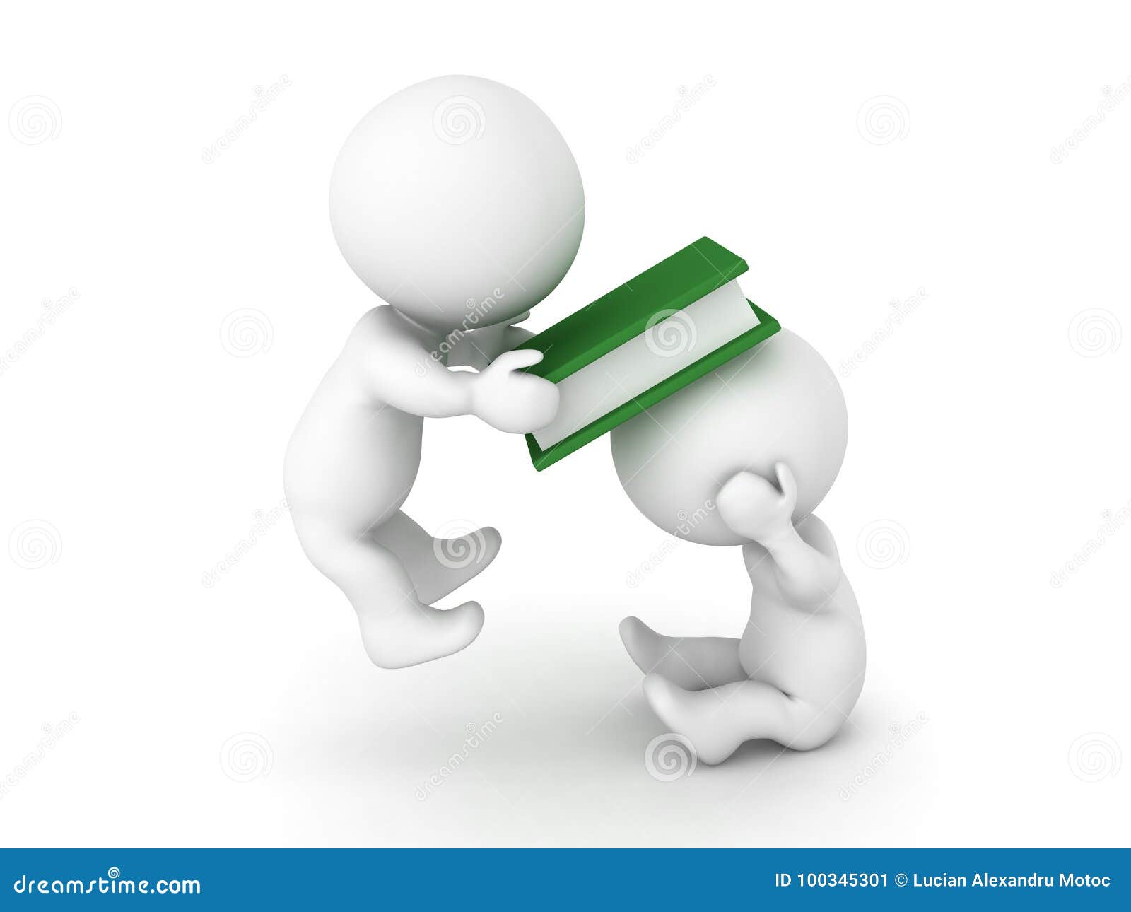 3D Character Smacking Another One with a Book Stock Illustration ...