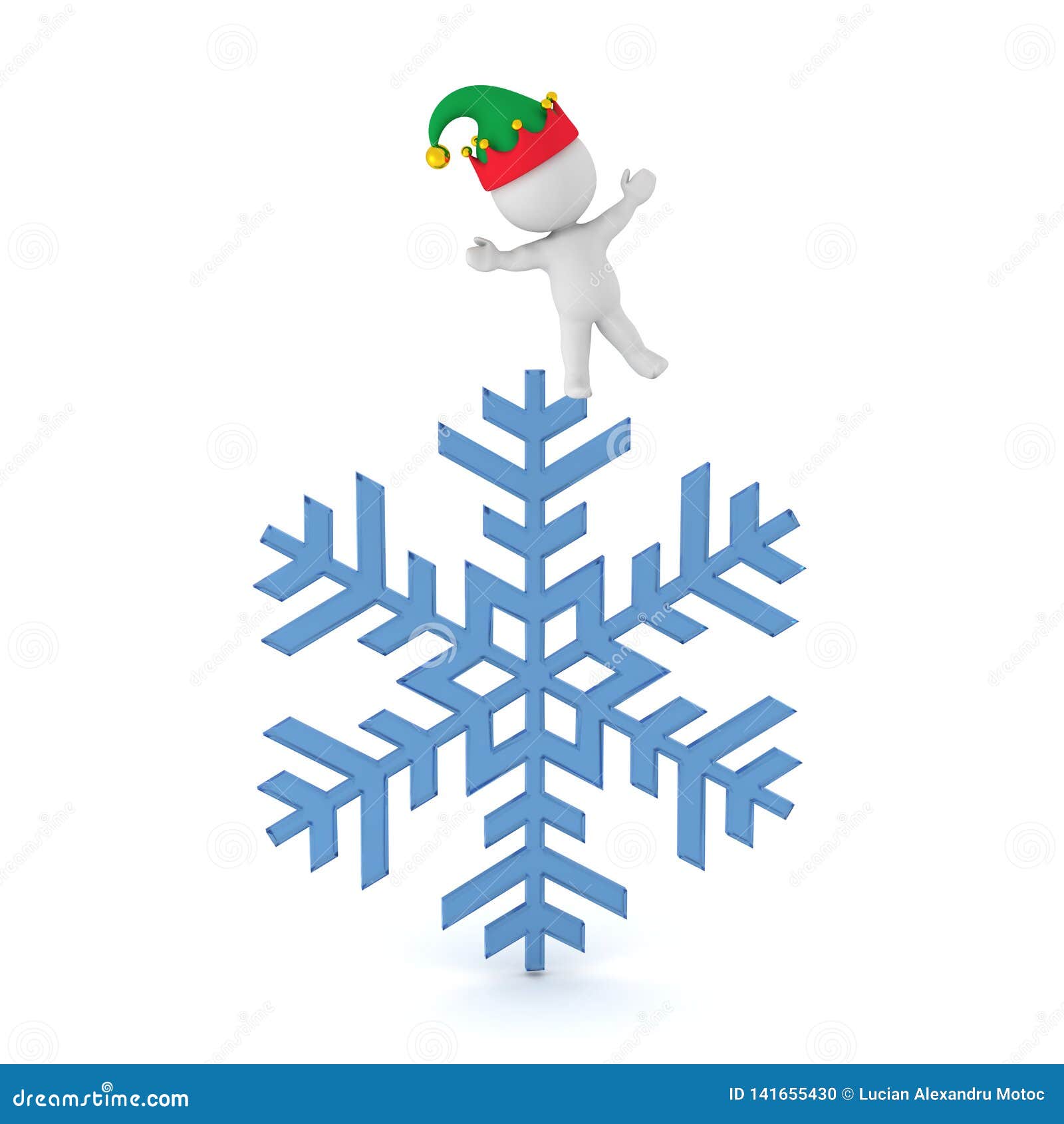 3D Character with Snowflake Stock Illustration - Illustration of white ...