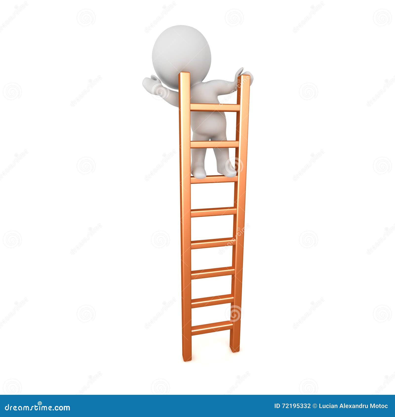 3D Character Standing on Ladder Stock Illustration - Illustration of ...
