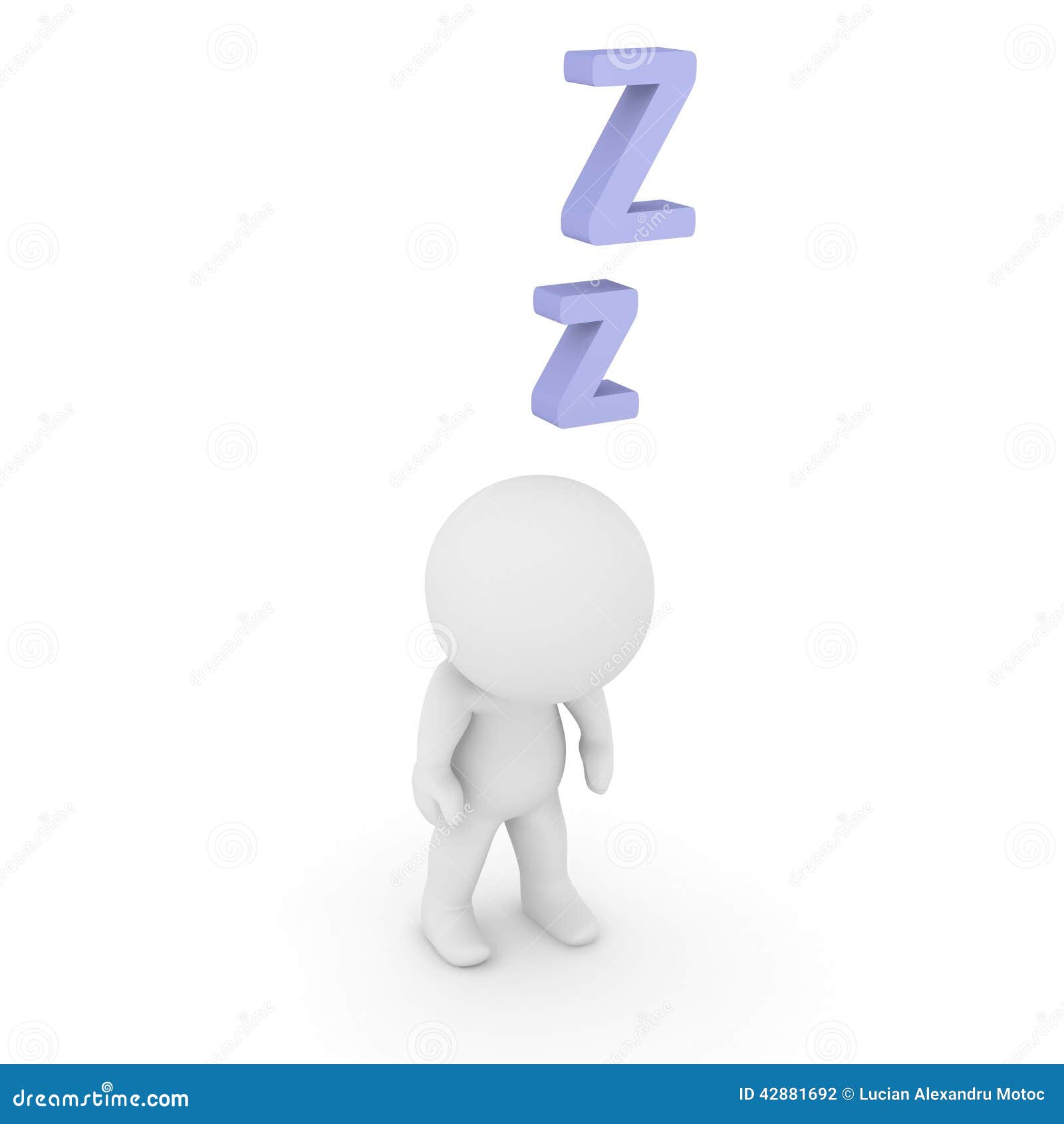 3D Character Standing and Sleeping with Z Letters Stock Illustration ...