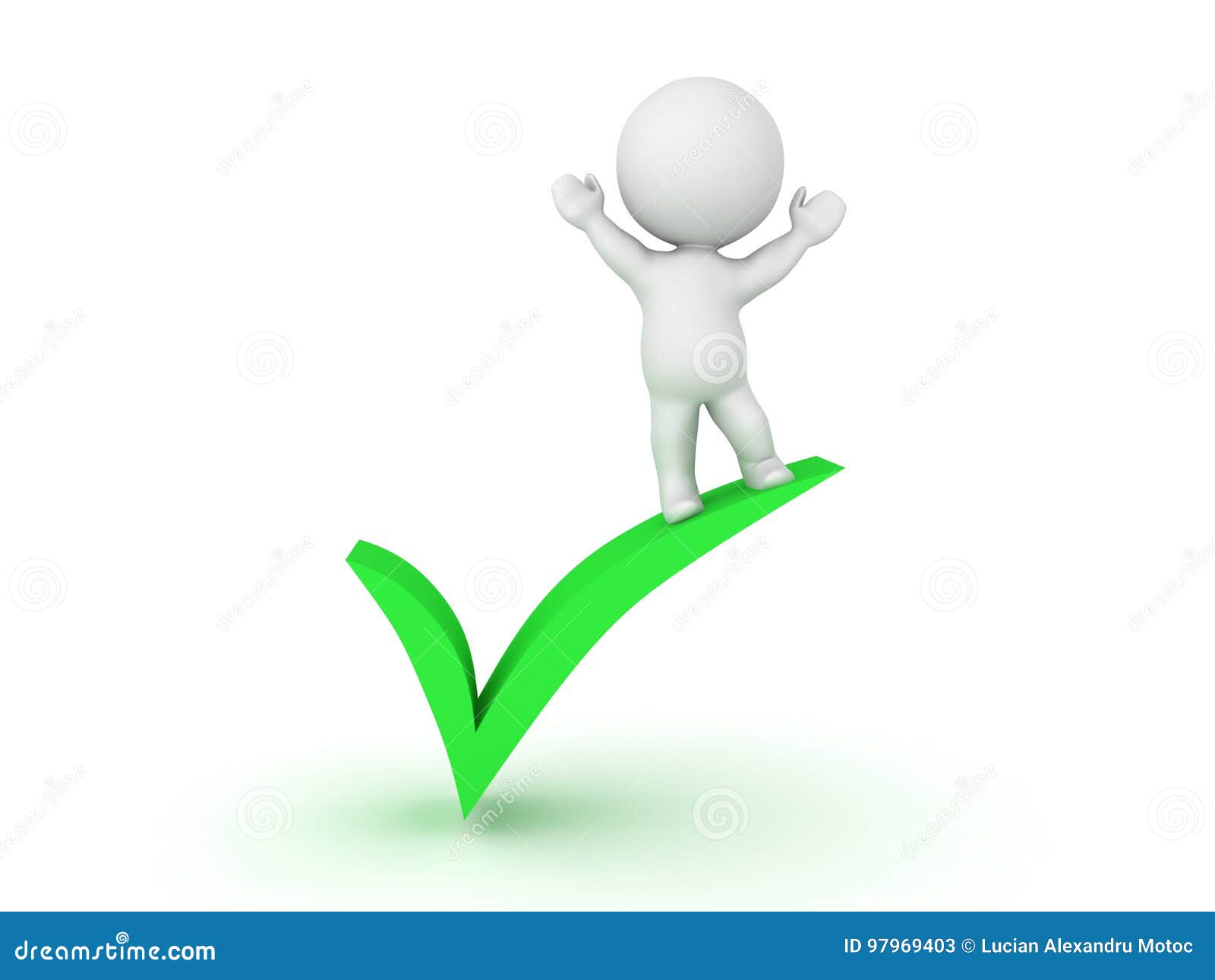 3d Man Standing Beside Checkmark And Showing Thumbs Up Royalty-Free ...
