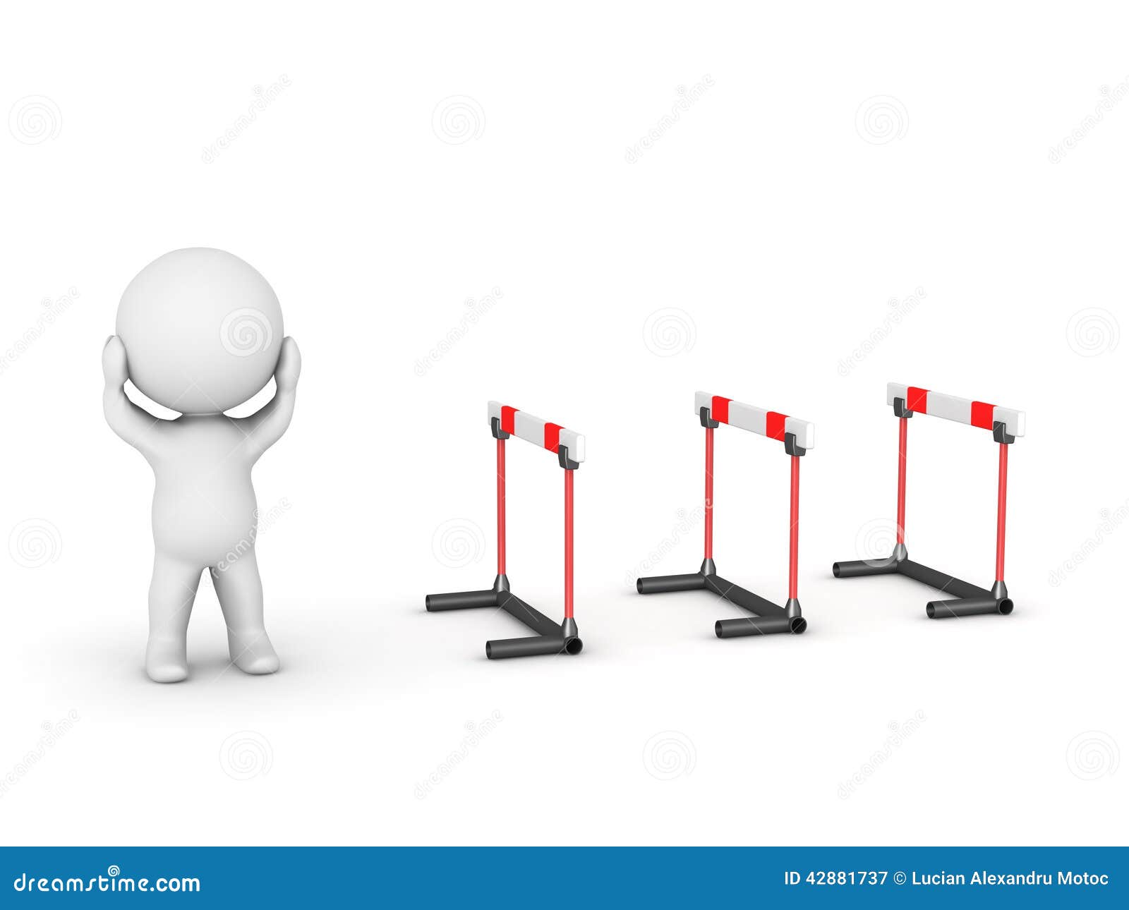 3D Character Stressed about Obstacles Stock Illustration - Illustration ...