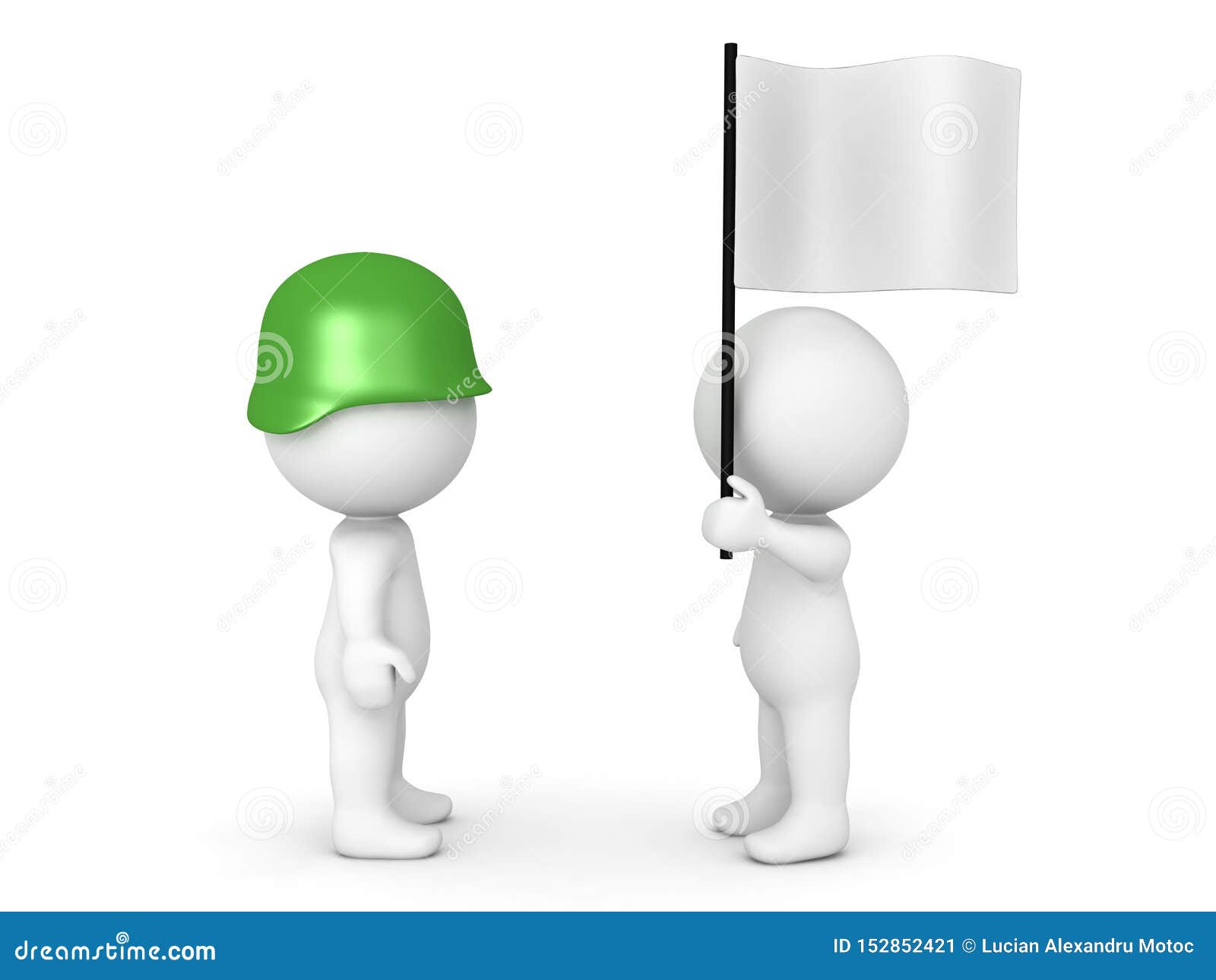 3D Character Surrendering To Soldier Character Stock Illustration ...