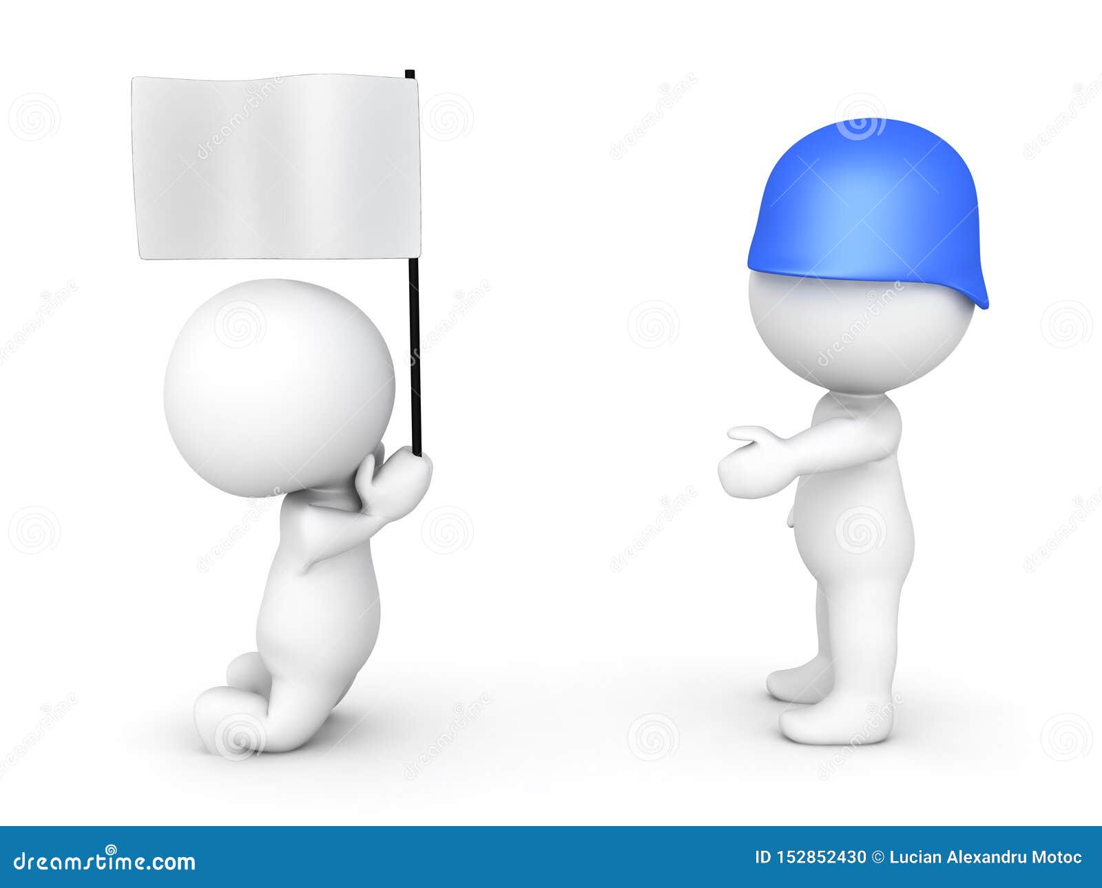 3D Character Surrendering To Soldier Stock Illustration - Illustration ...