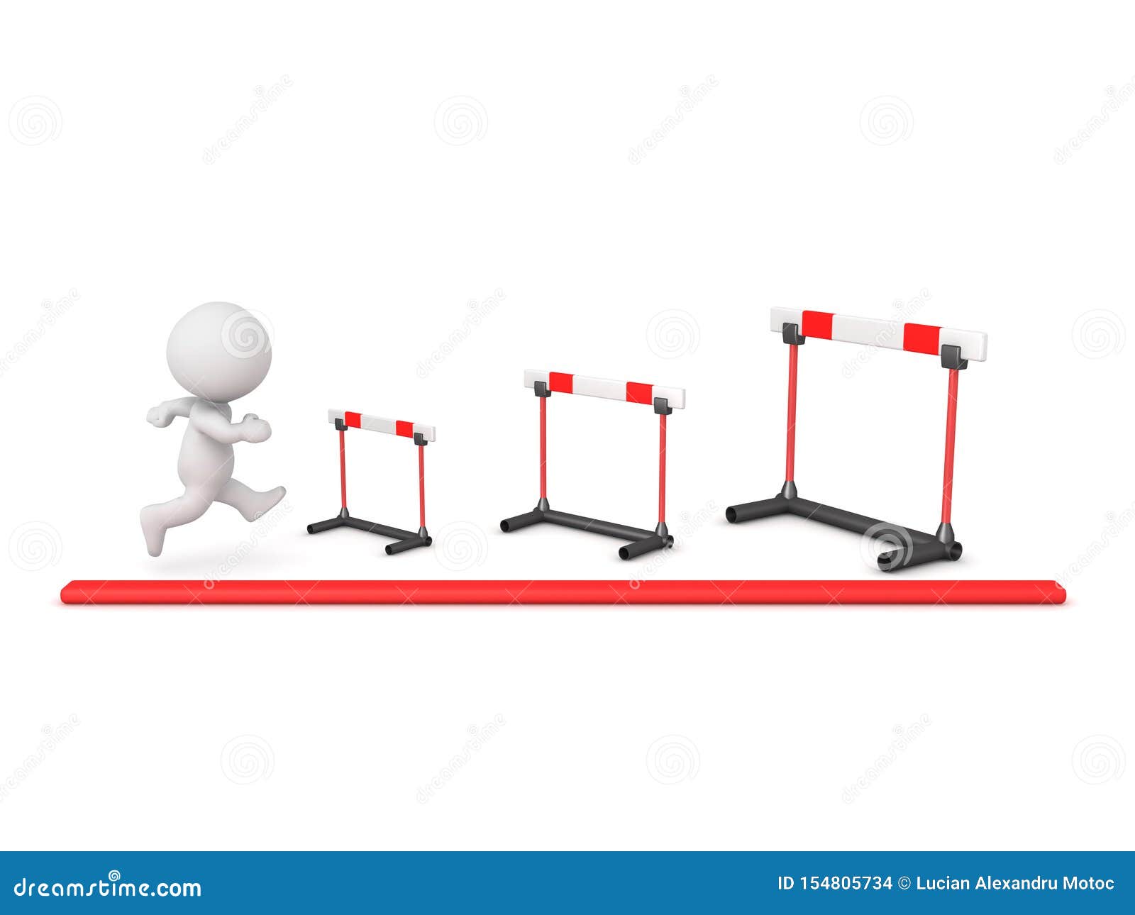 3D Character Tackling Increasingly Larger Hurdles Stock Illustration ... 3D Character Tackling Increasingly Larger Hurdles Stock Illustration ...
