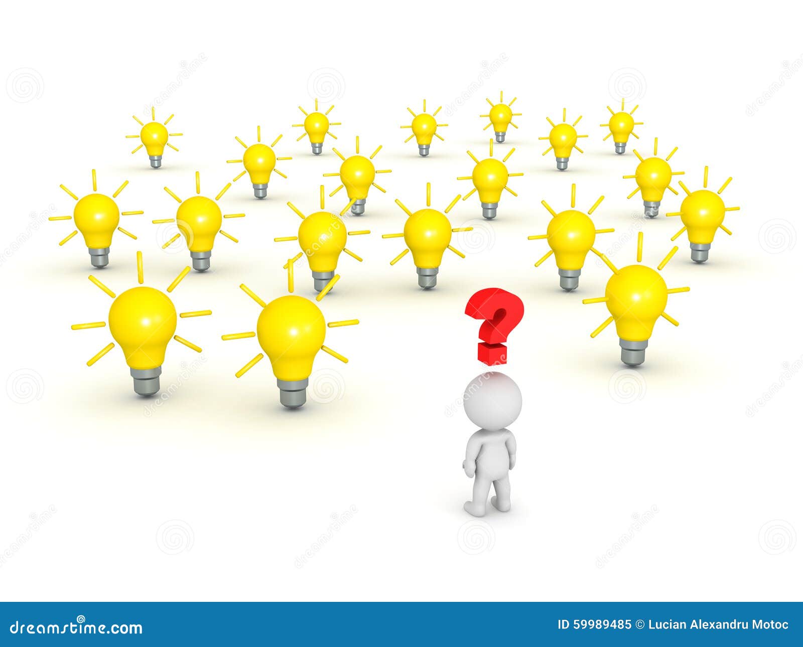 3D Character Thinking about Ideas Stock Illustration - Illustration of ...