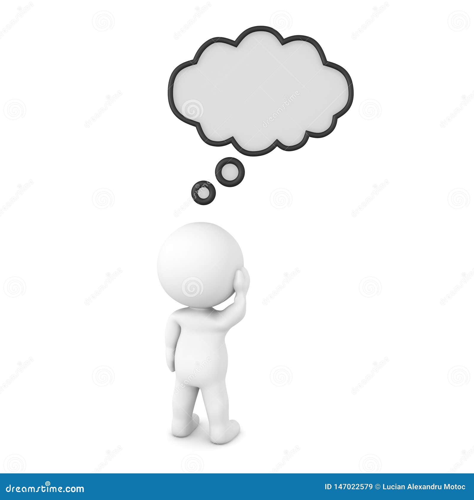 3D Character thinking stock illustration. Illustration of bubble ...