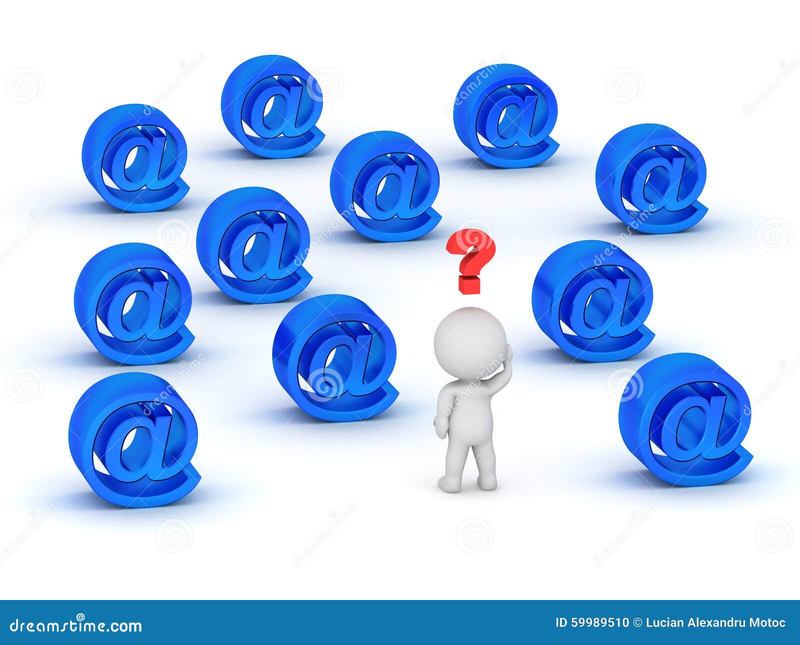 3D Character Thinking about at Symbols Stock Illustration ...