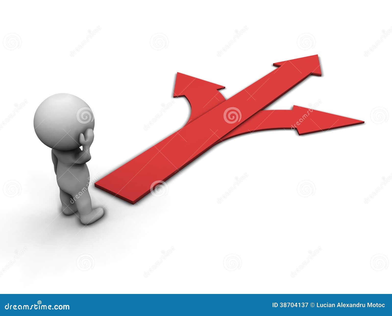 3D Character and Three Directions Stock Illustration - Illustration of ...