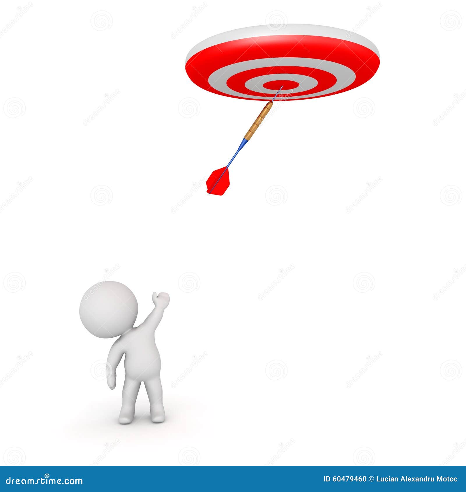 3D Character Throwing Dart into Target Above Stock Illustration ...