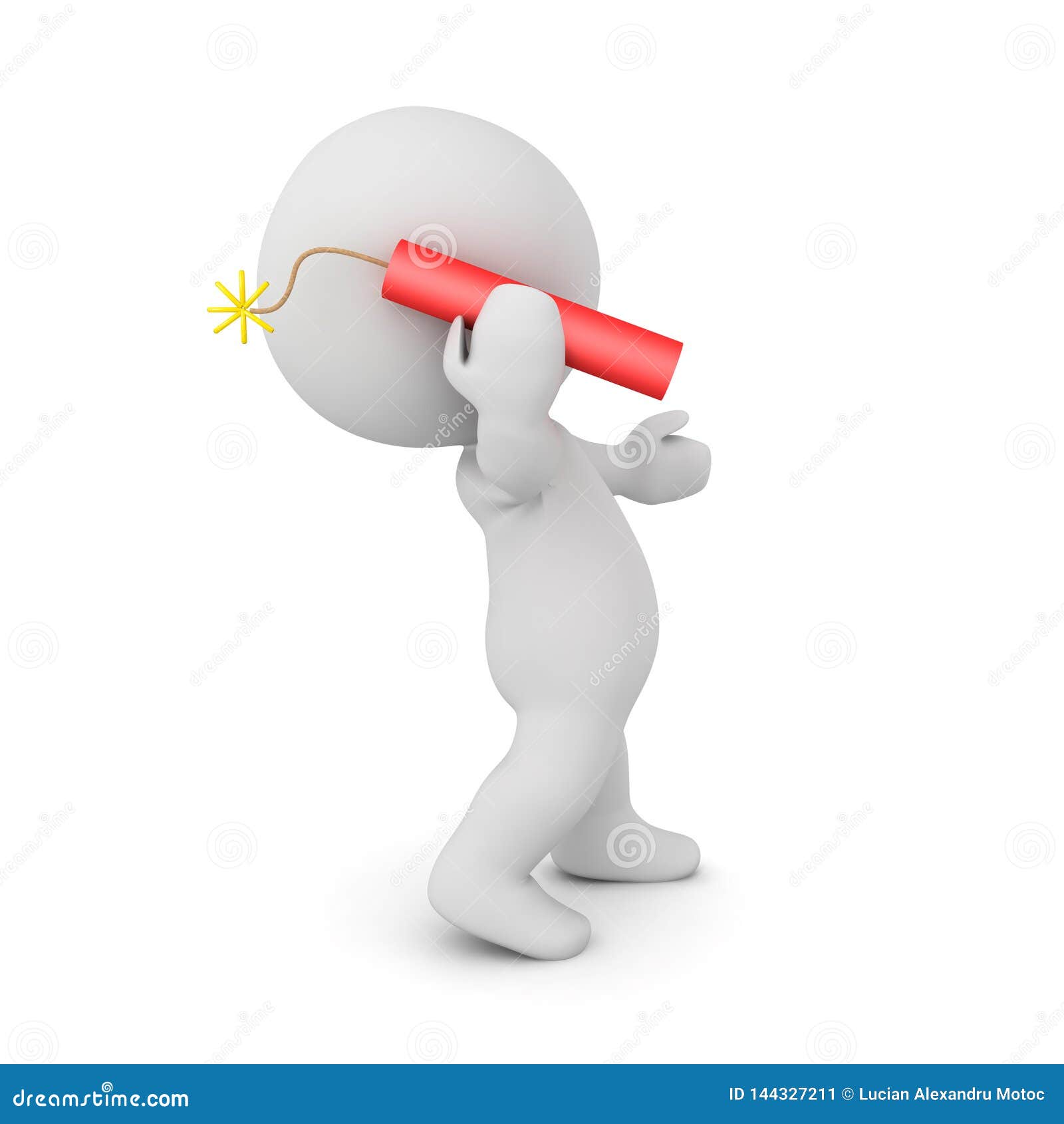 3D Character Throwing Stick of Dynamite Stock Illustration ...