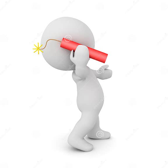 3D Character Throwing Stick of Dynamite Stock Illustration ...
