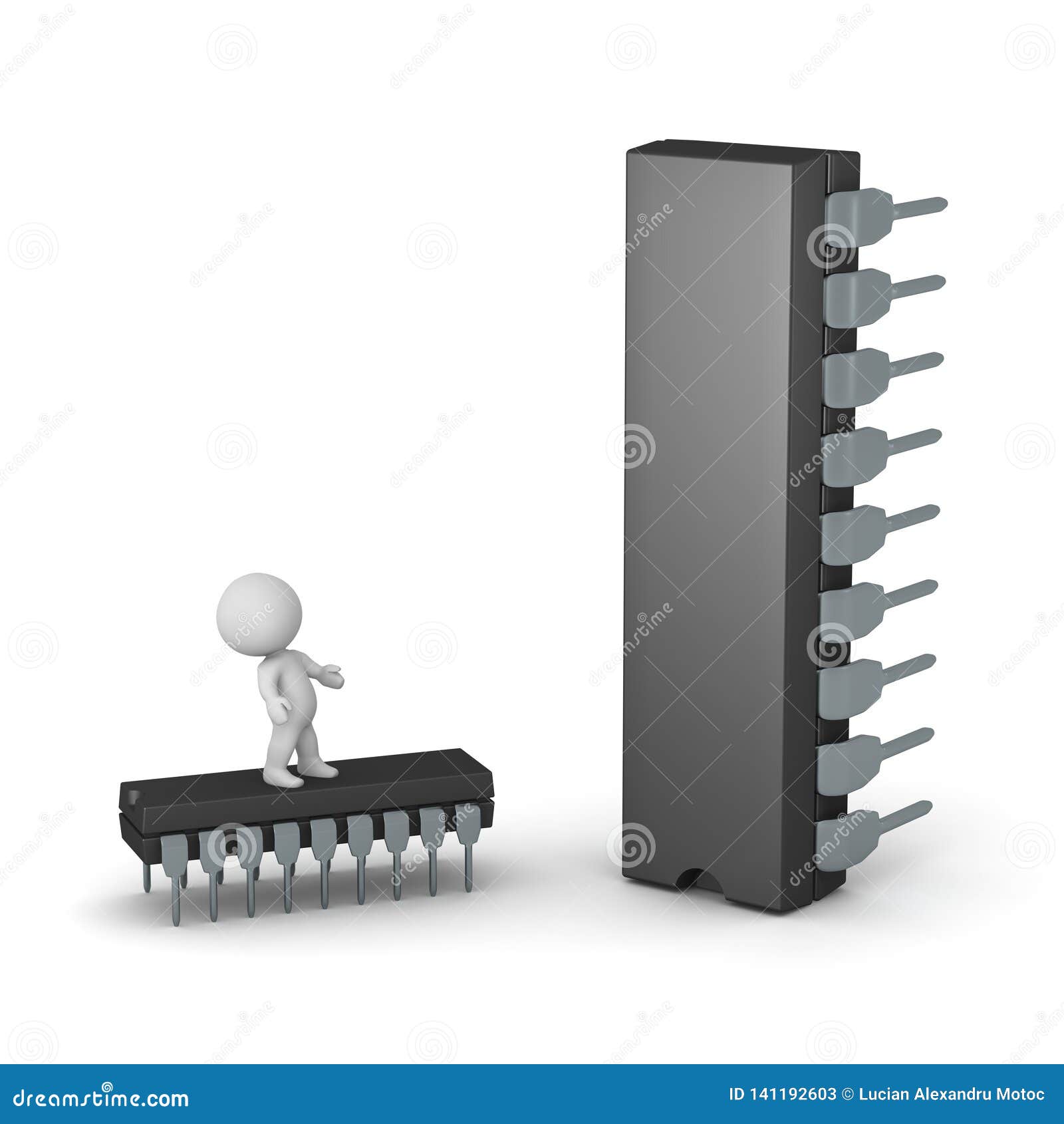 3D Character with Two Microchips Stock Illustration - Illustration of ...