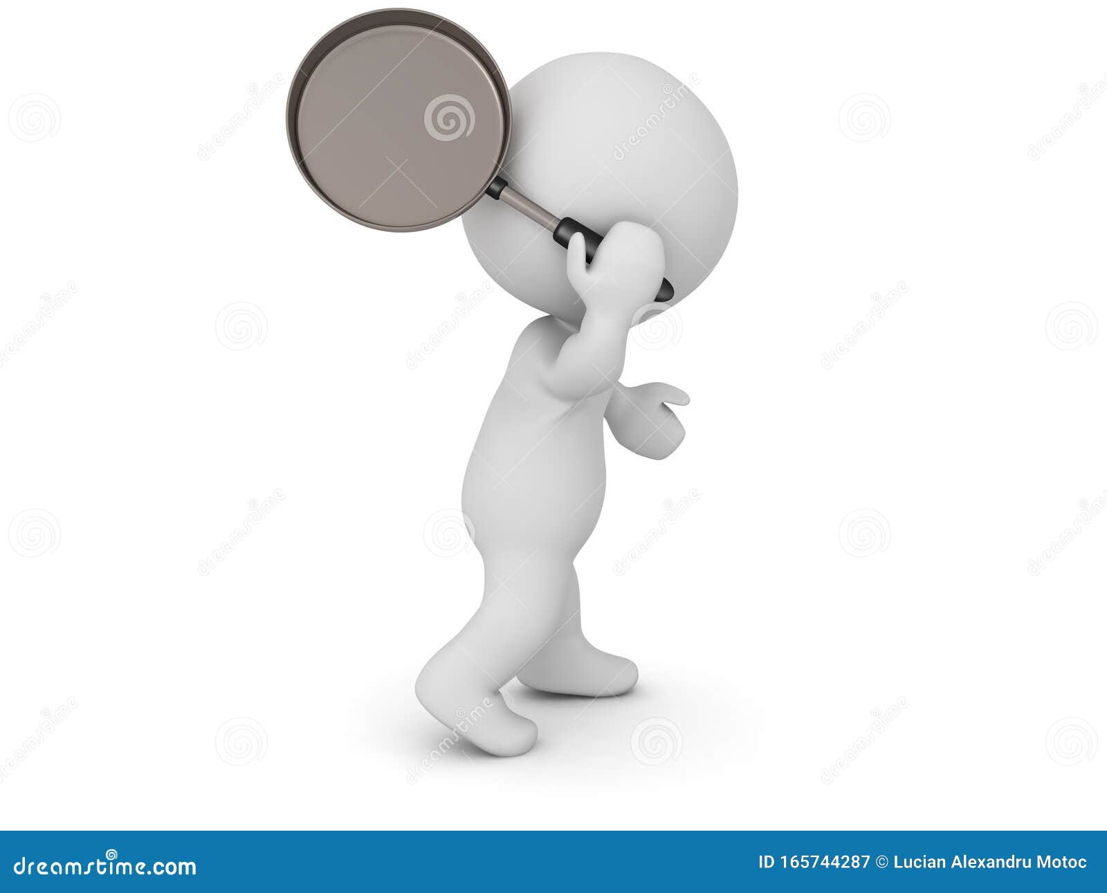 3D Character Using Frying Pan As a Weapon Stock Illustration ...