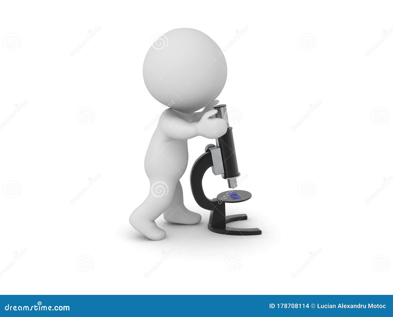 3D Character Using Microscope Stock Illustration - Illustration of ...