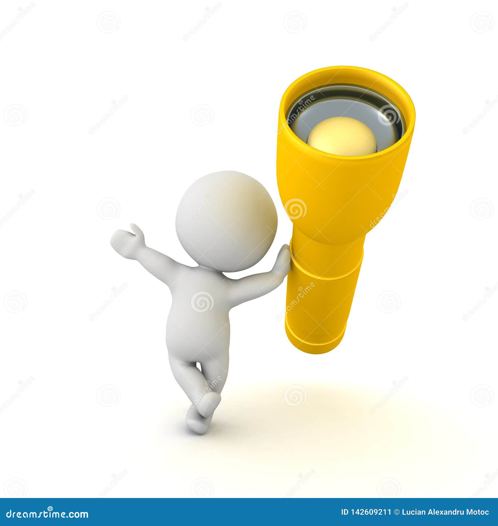 3D Character Waving Next To Flashlight Stock Illustration ...