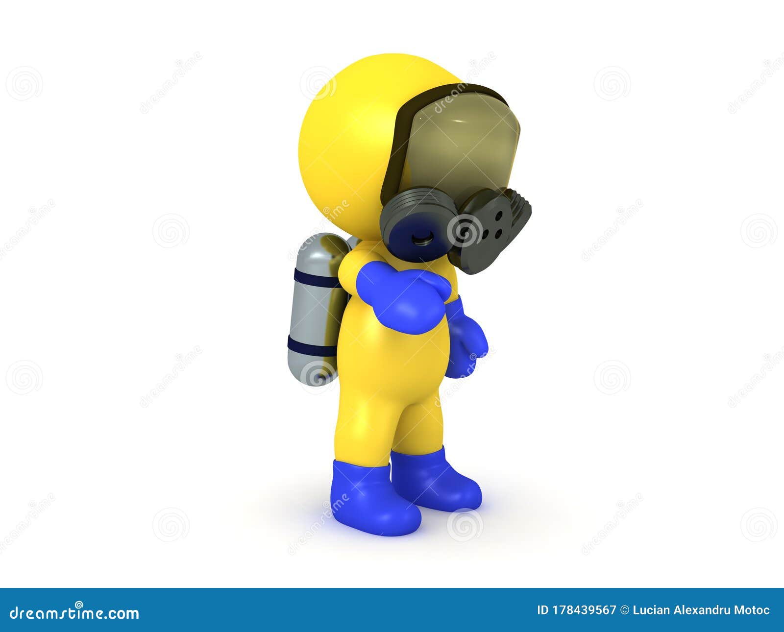 3D Character Wearing Hazmat Suit Extending Hand Stock Illustration ...