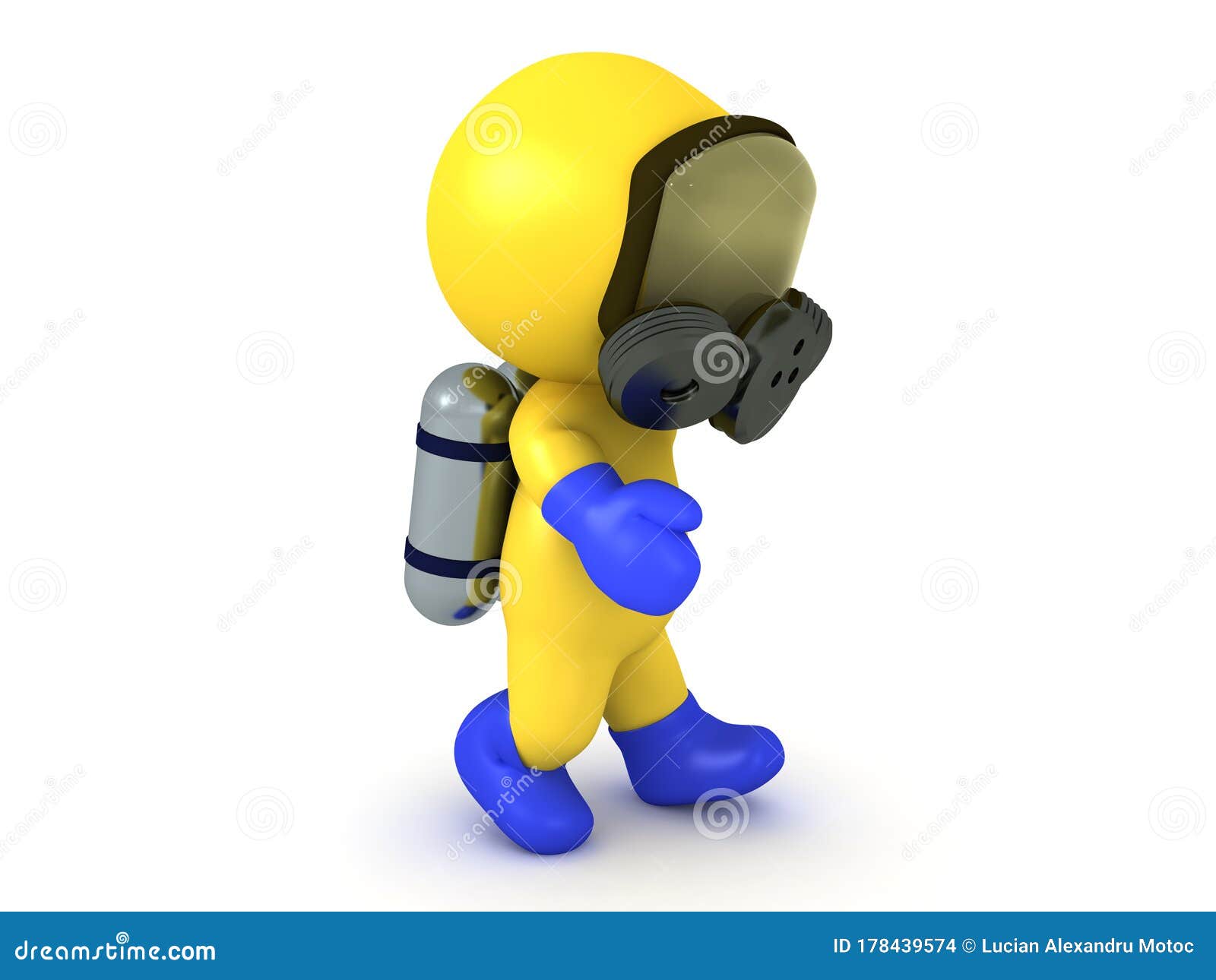 3D Character Wearing Hazmat Suit Walking Stock Illustration ...