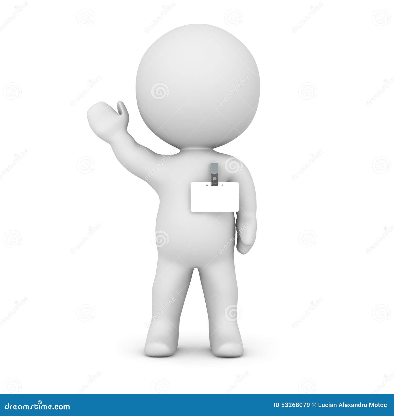 3D Character Wearing Name Badge Stock Illustration - Illustration of ...
