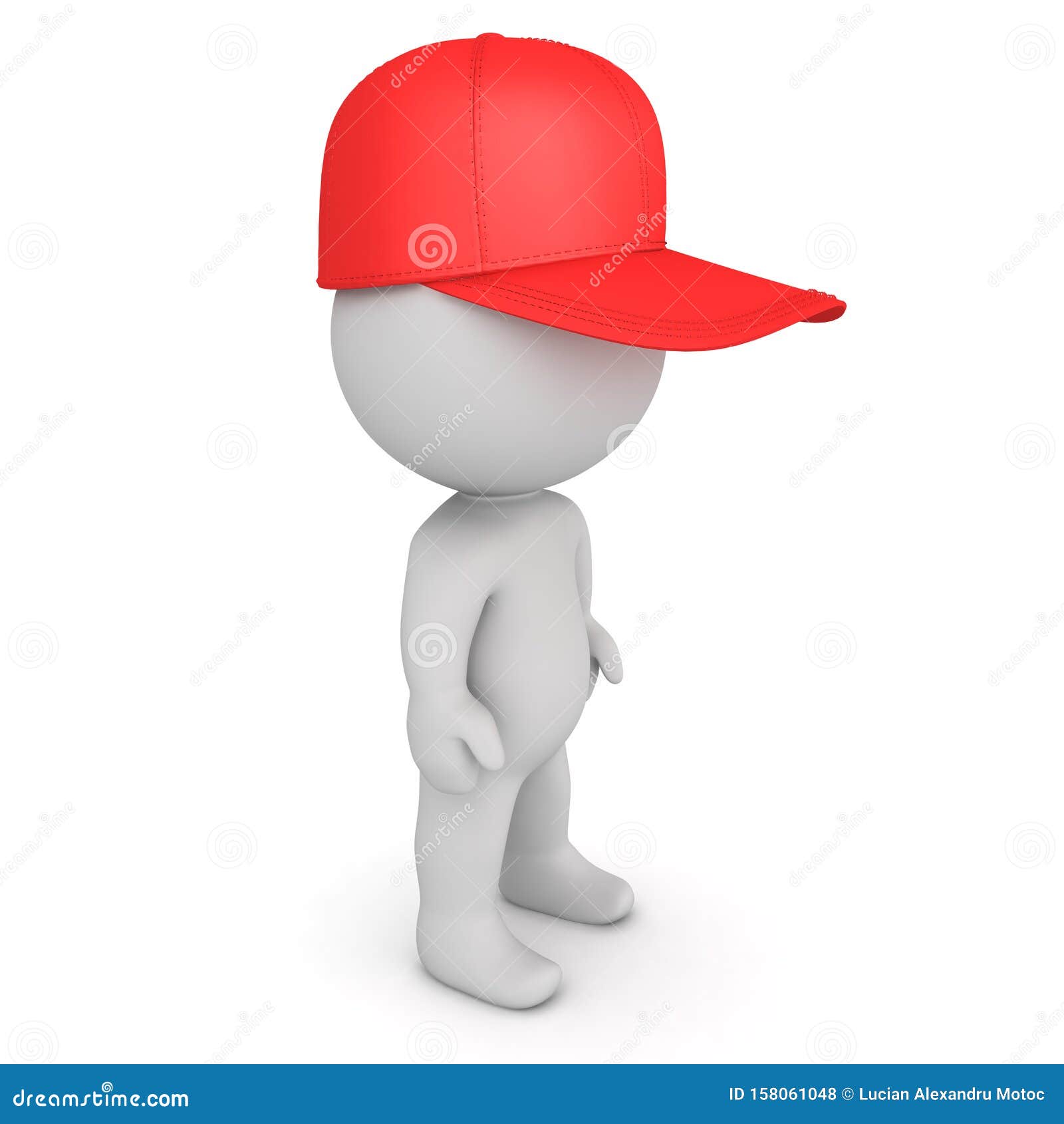 3D Character Wearing Red Hat Cap Stock Illustration - Illustration of ...