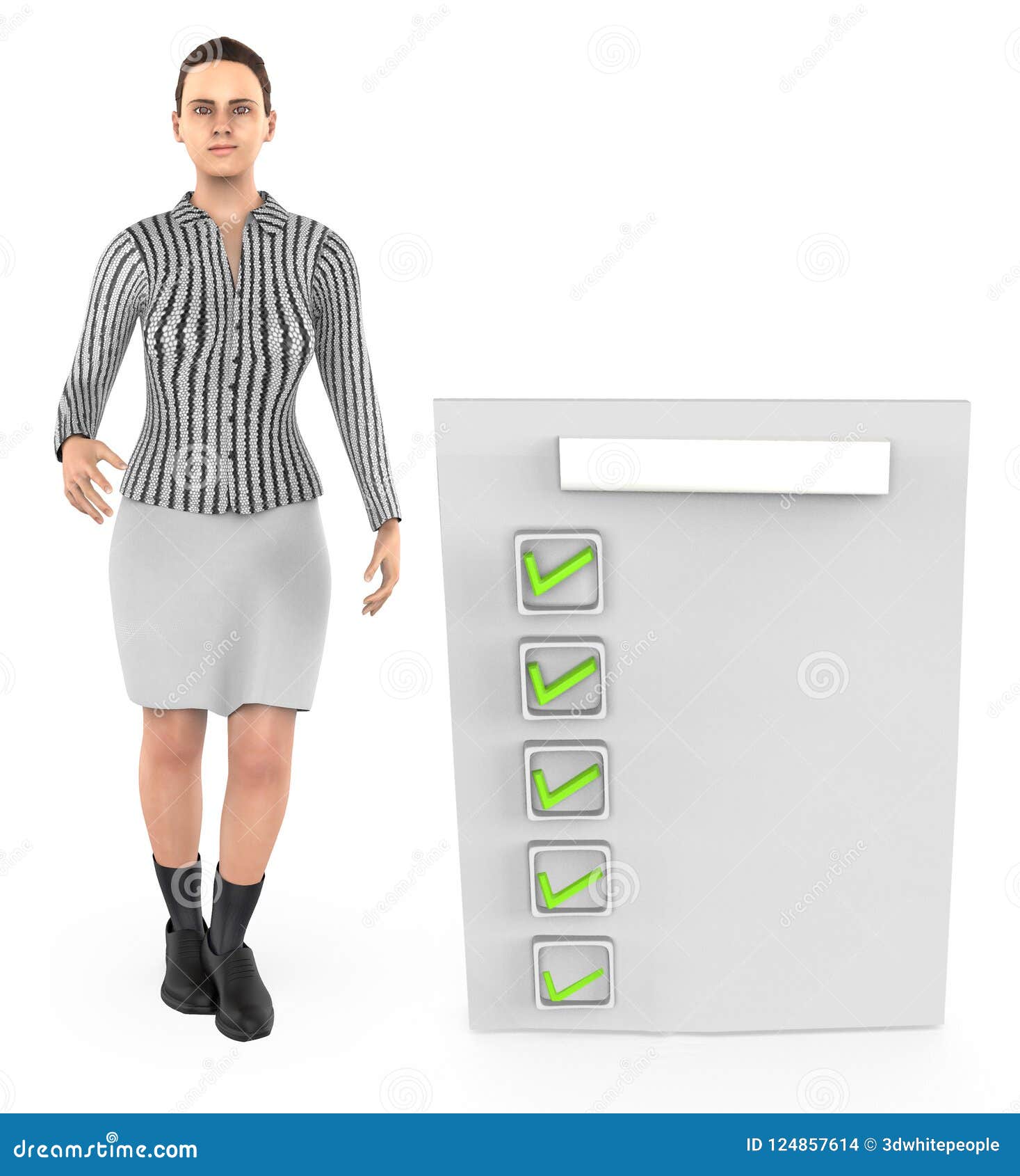 3d Character , Woman Checkmark List , Tick Stock Illustration ...