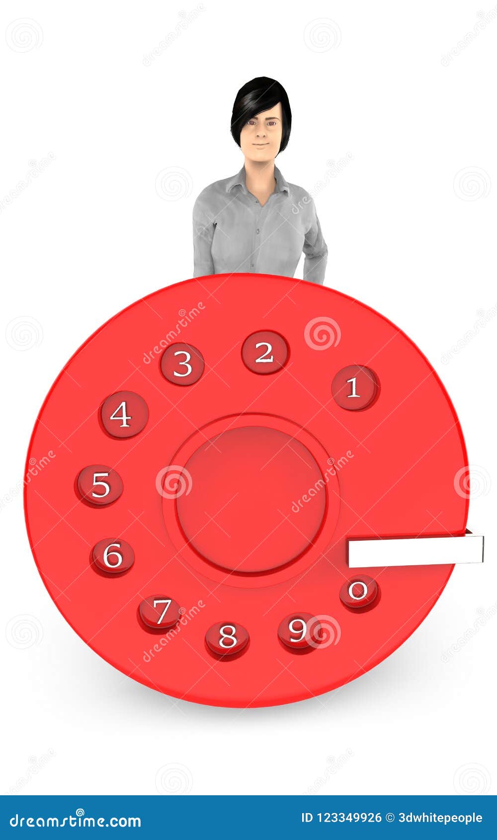 3d Character , Woman and a Dialer Stock Illustration - Illustration of ...