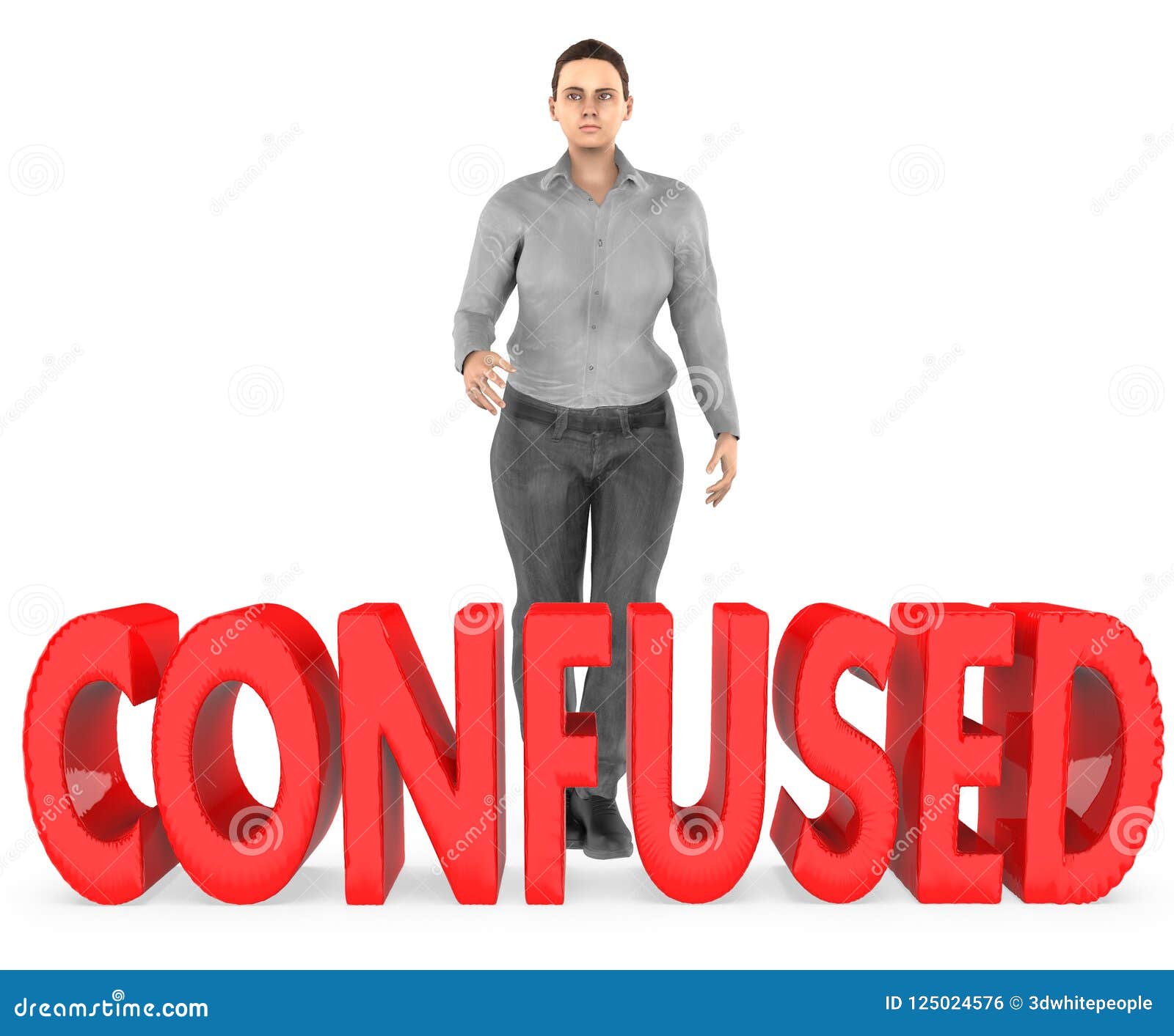3d Character , Woman , Doubt , Confussed - Confused Text Stock ...
