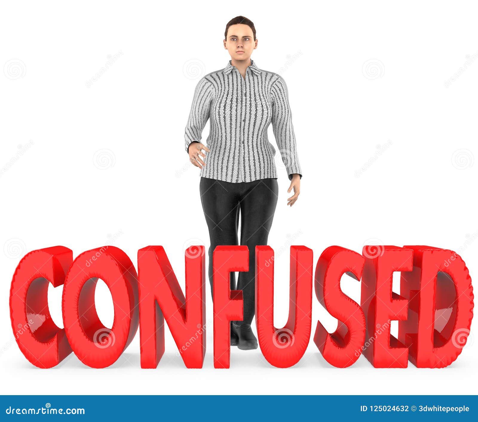 3d Character , Woman , Doubt , Confussed - Confused Text Stock ...
