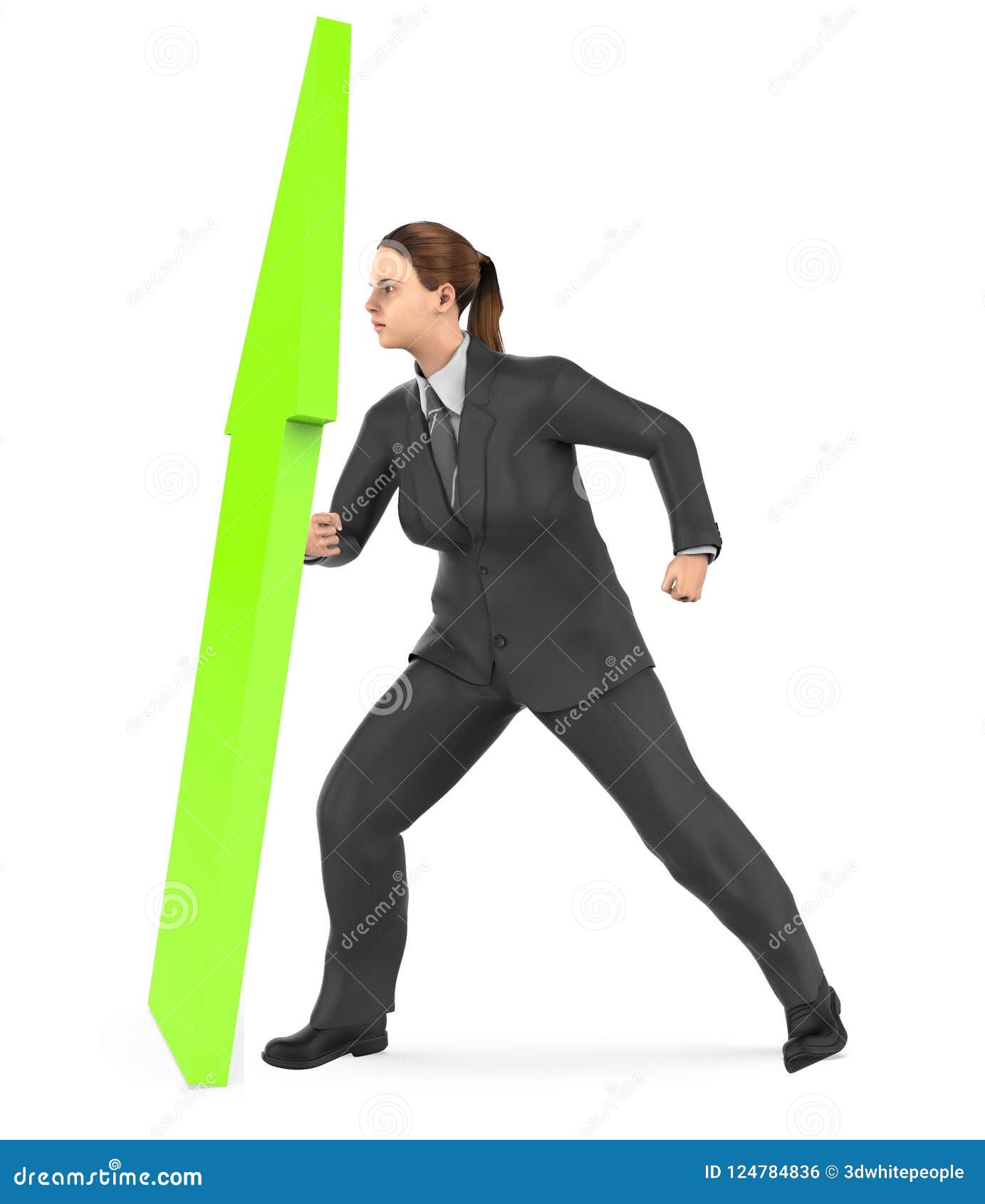 3d Character , Woman Elevating a Arrow Upward Stock Illustration ...