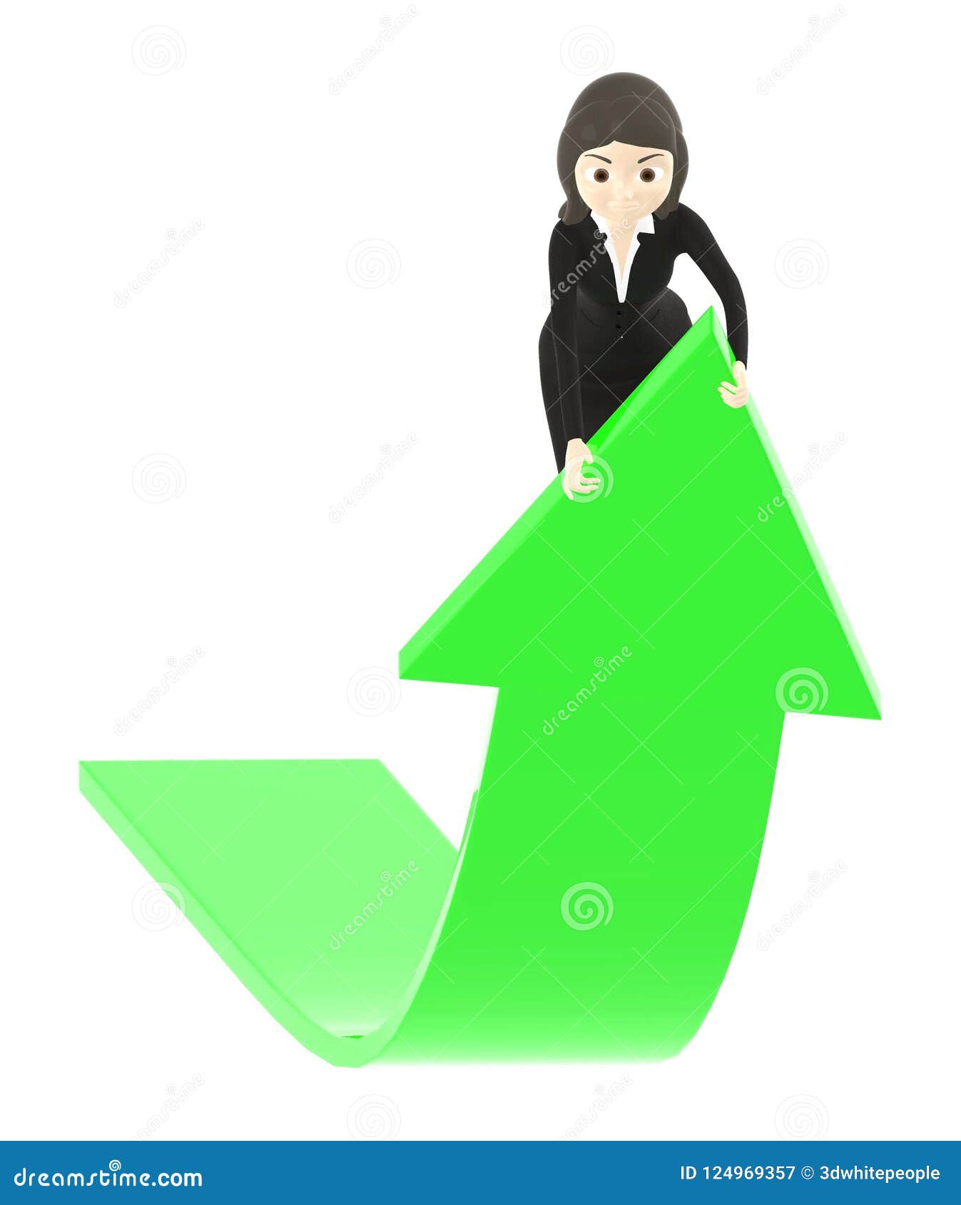 3d Character , Women Climbing Up a Arrow Stock Illustration ...